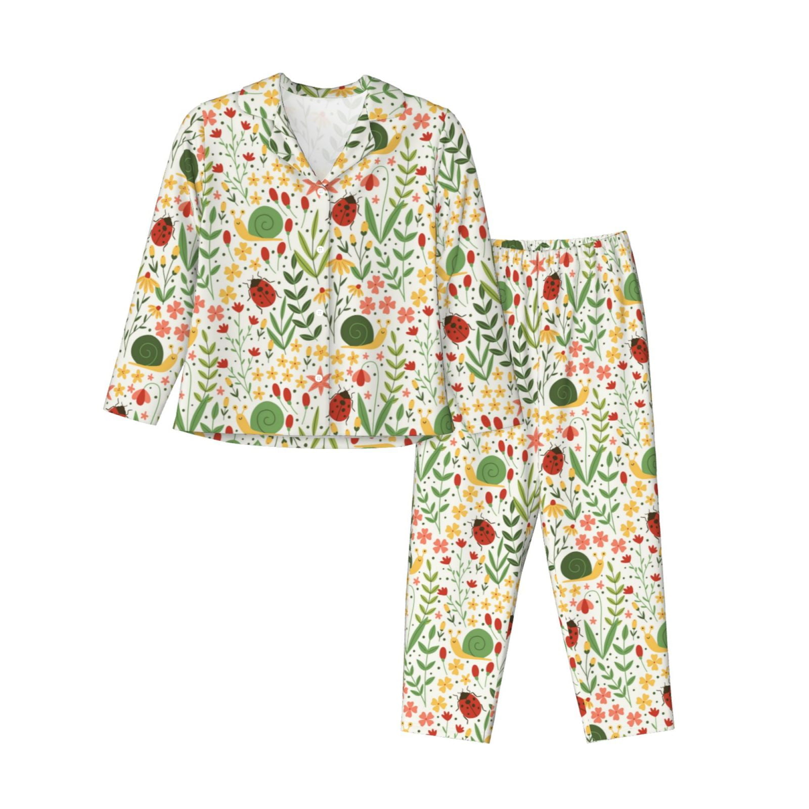 Sikiie Ladybug And Wild Flowers Pajamas for Women Set, Womens Pajama ...