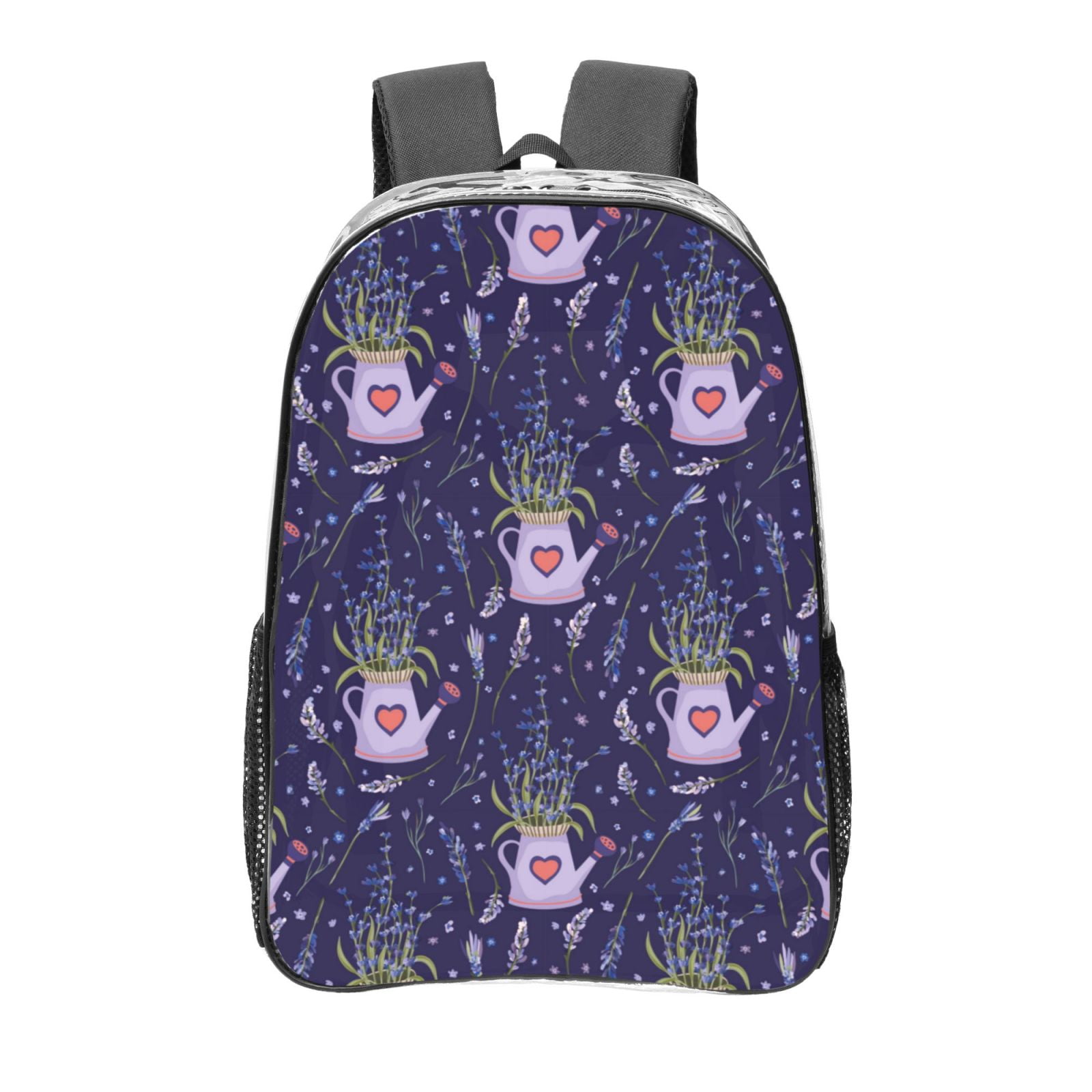 Sikiie Lavender Flowers Clear Backpack, Transparent Bookbag for School ...