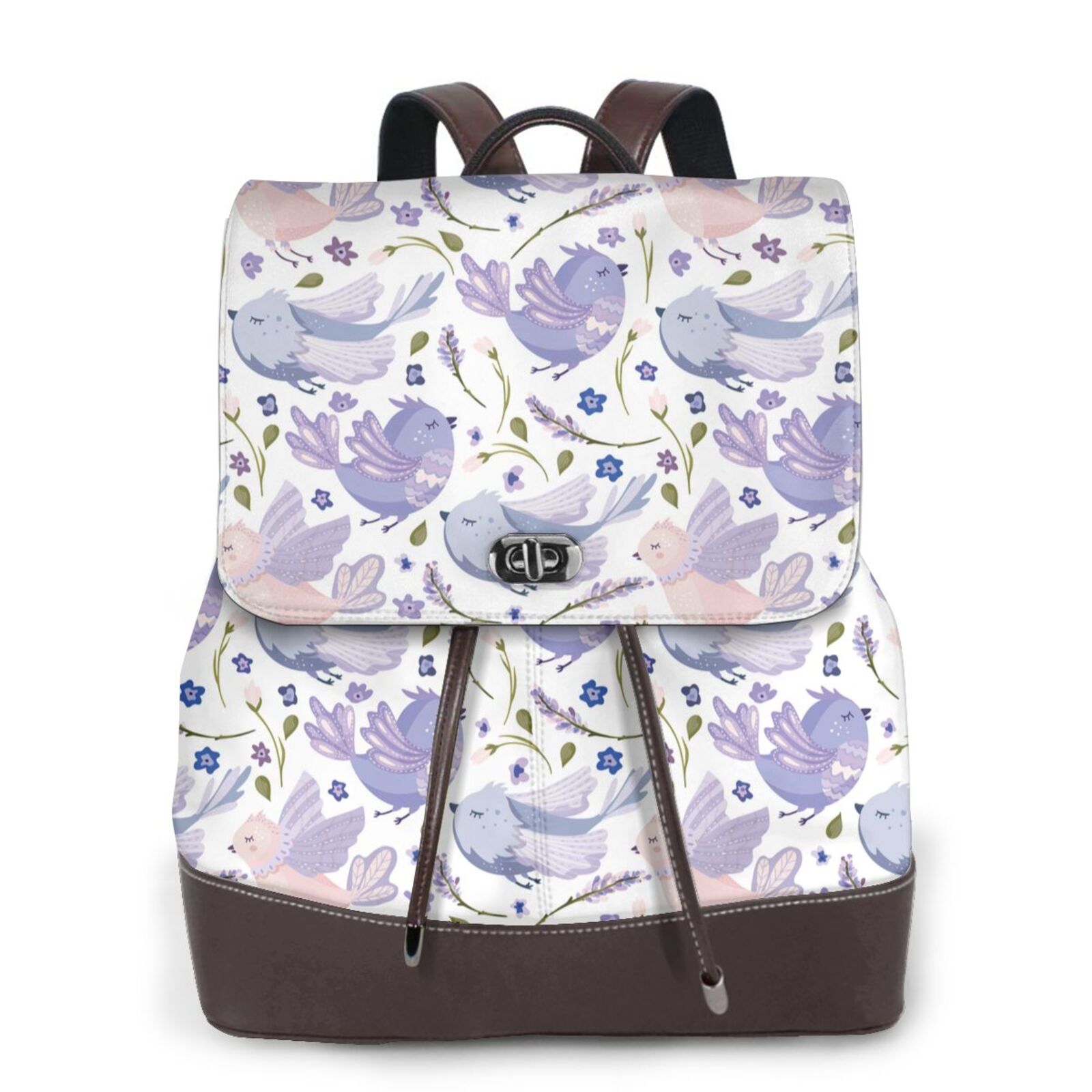 Sikiie Lavender Flowers Women Genuine Leather Backpack Fashion Rucksack ...