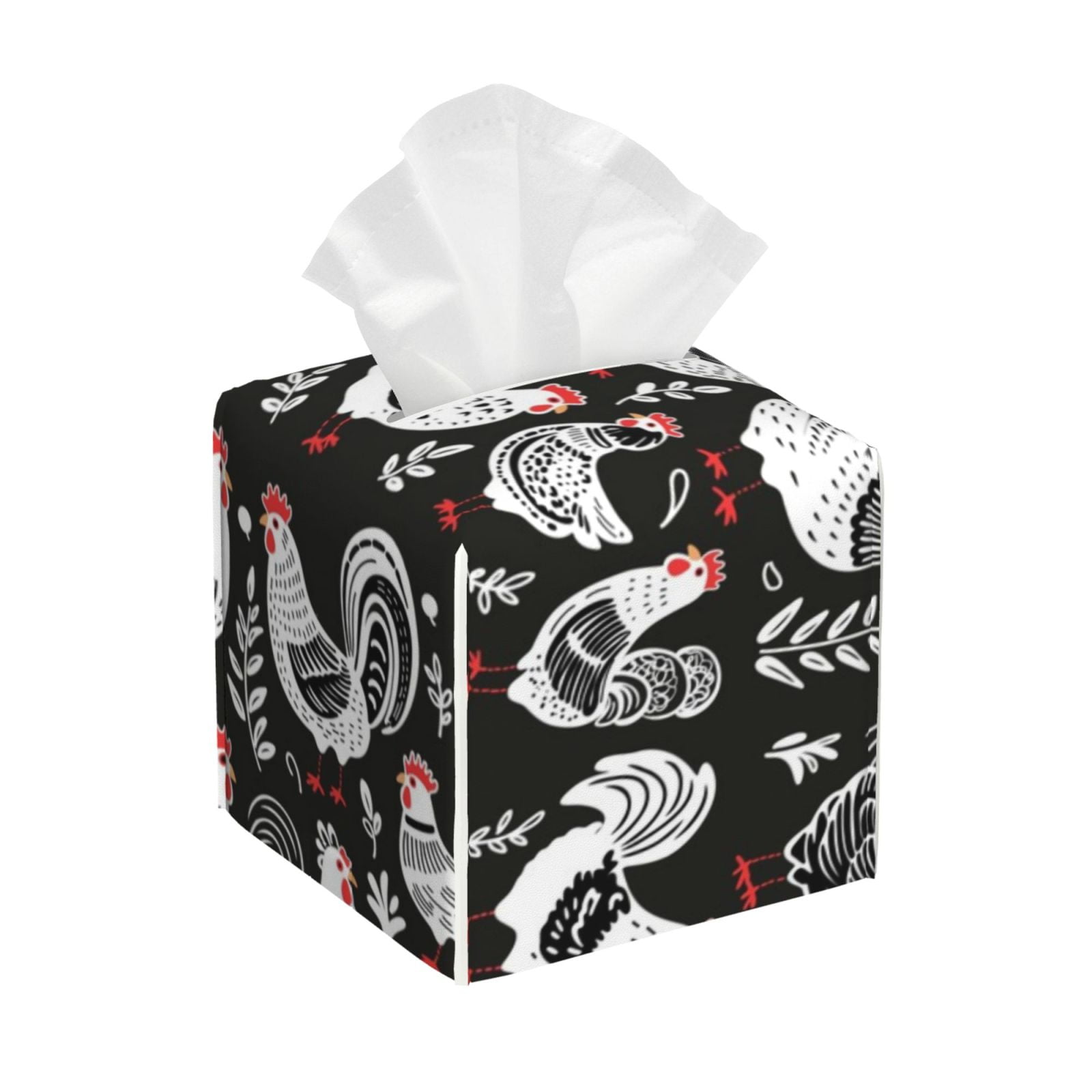 Sikiie Laying Hens And Roosters Leather Tissue Box Cover Square, tissue ...