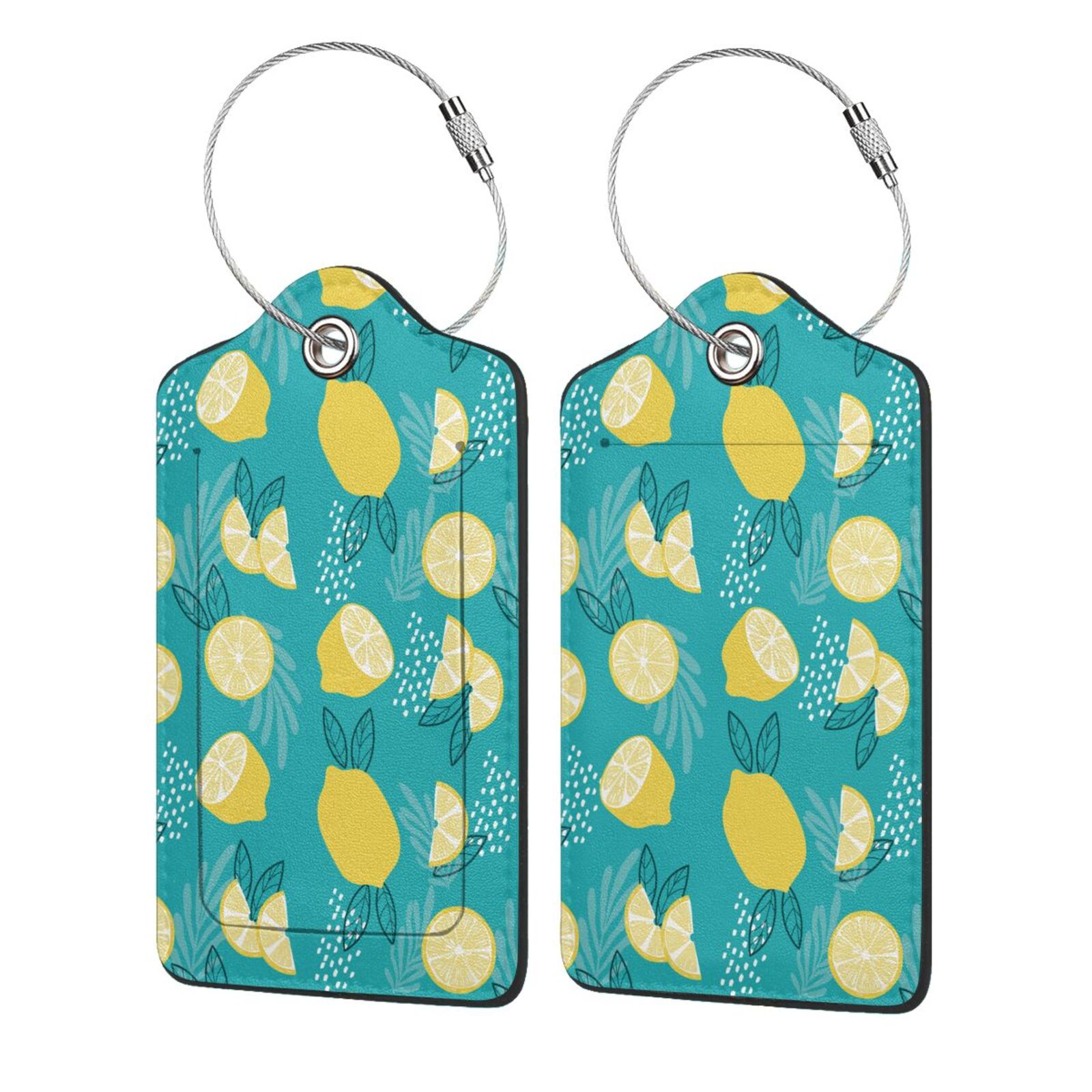Sikiie Lemon Blue Luggage Tag for Suitcase Leather Baggage Tag with ...
