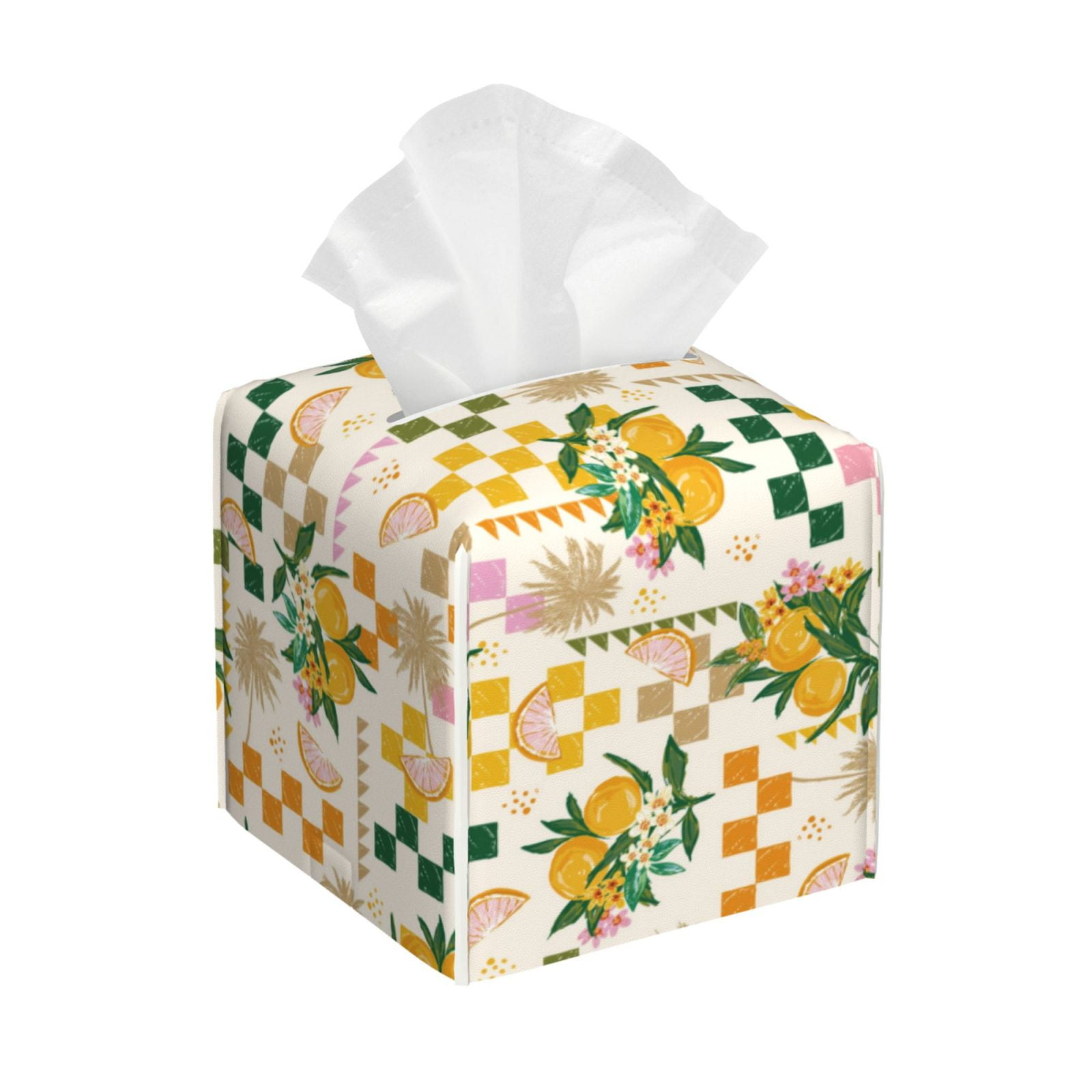 Sikiie Lemon Leather Tissue Box Cover Square, tissue box holder, Tissue ...