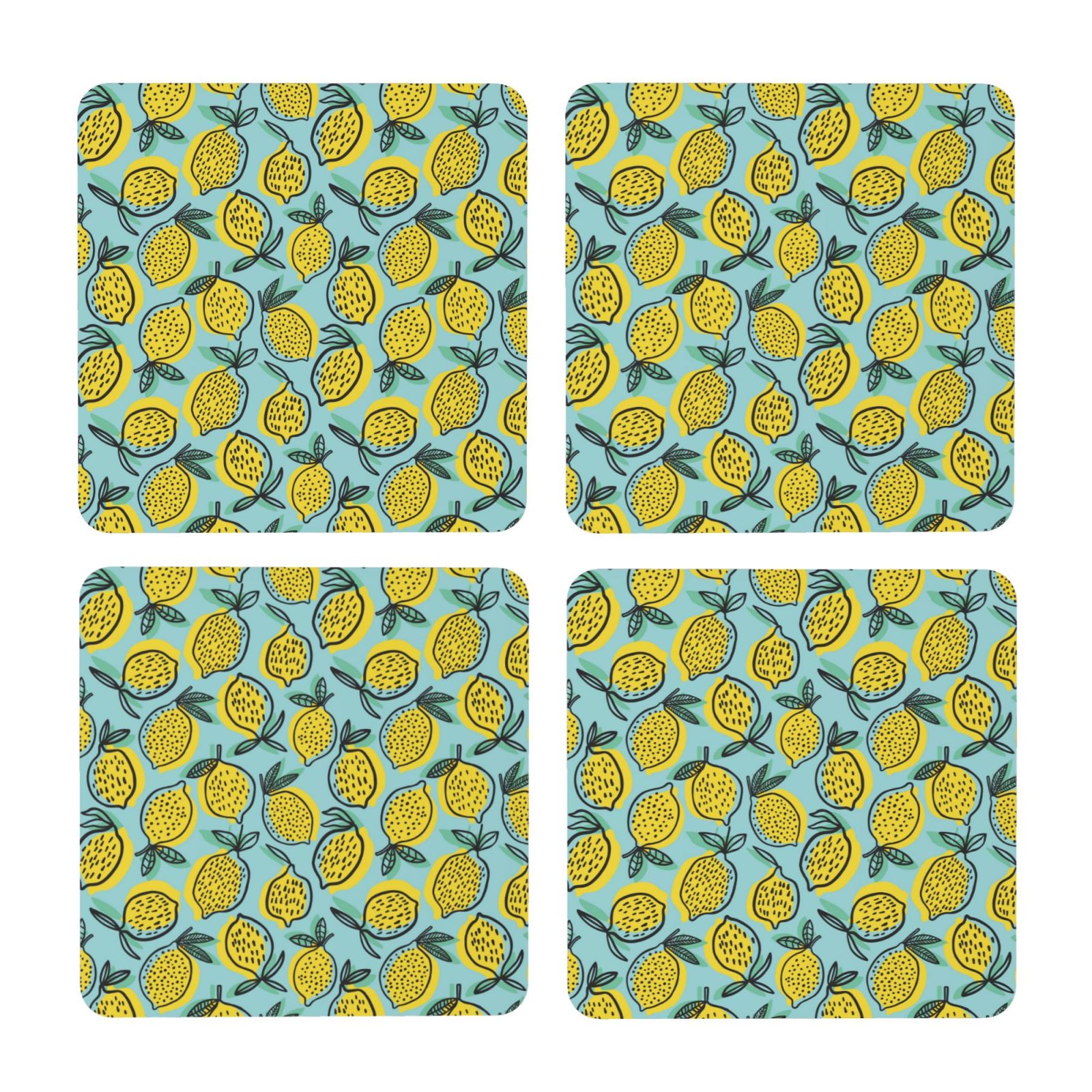 Sikiie Lemon MDF Cork Coaster 4 Pcs - Absorbent Beverage Coasters for ...