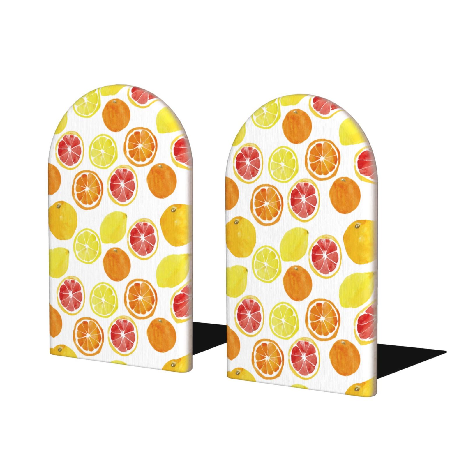 Sikiie Lemon Orange Bookends 1 Pair, Wood Bookends for Shelves, Book ...