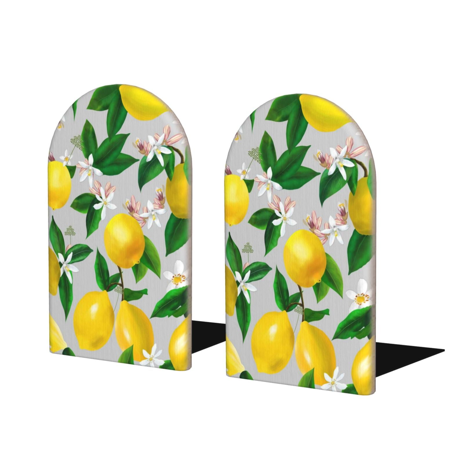 Sikiie Lemon Seamless Pattern Oil Painting Effect Bookends 1 Pair, Wood ...