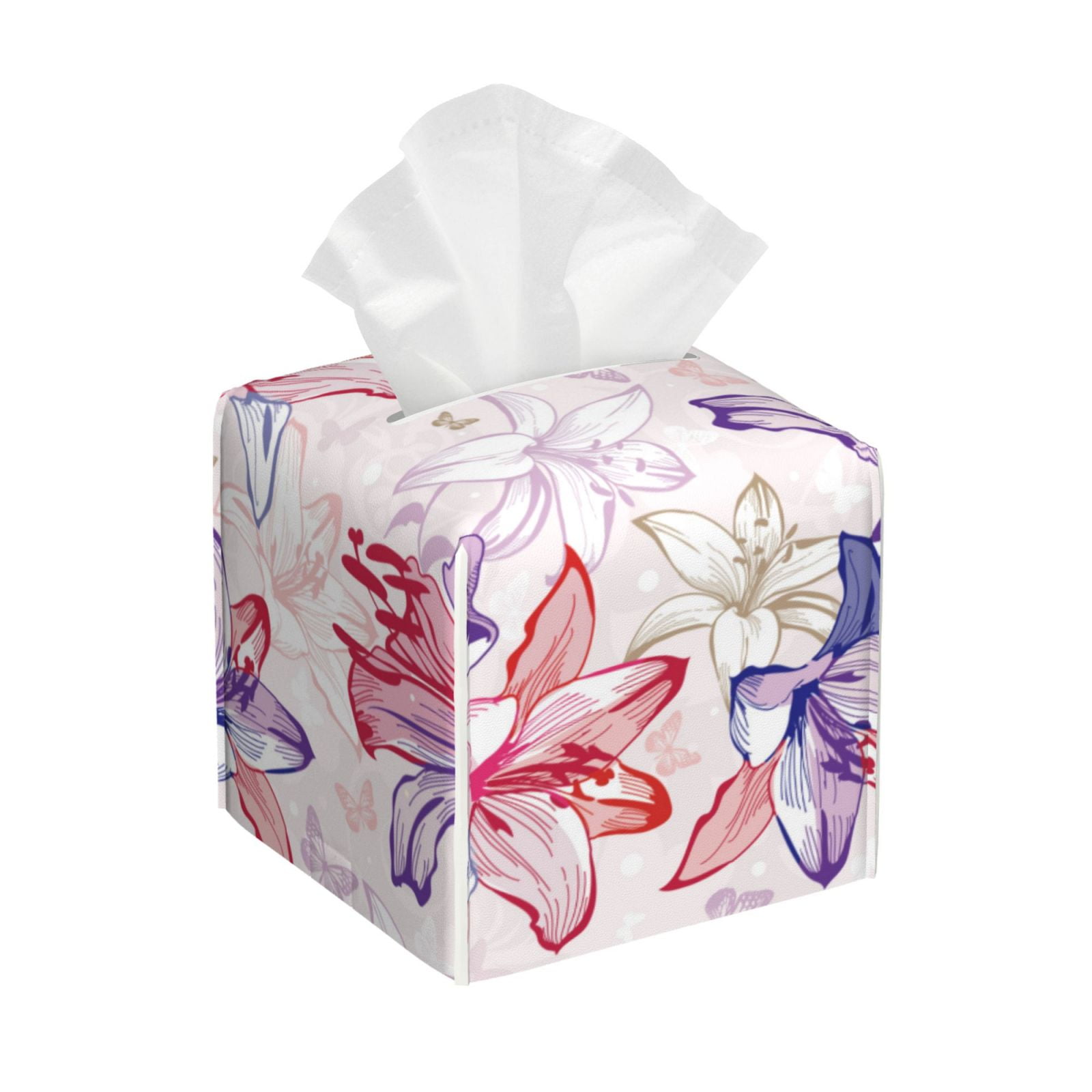 Sikiie Lilies Flowers Leather Tissue Box Cover Square, tissue box ...