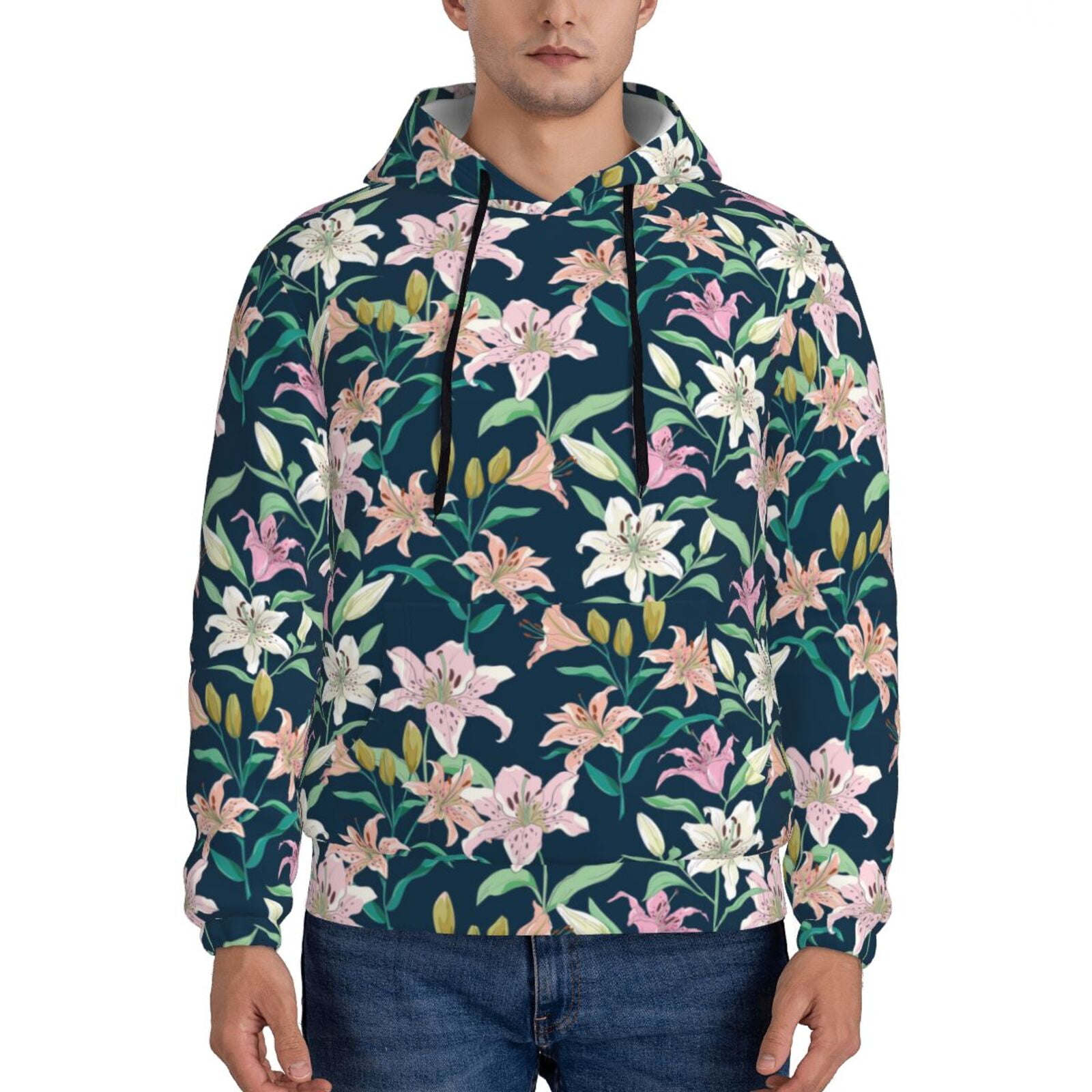 Sikiie Lilies Flowers Men's Hoodie, Essentials Hoodie, Sweatshirt ...