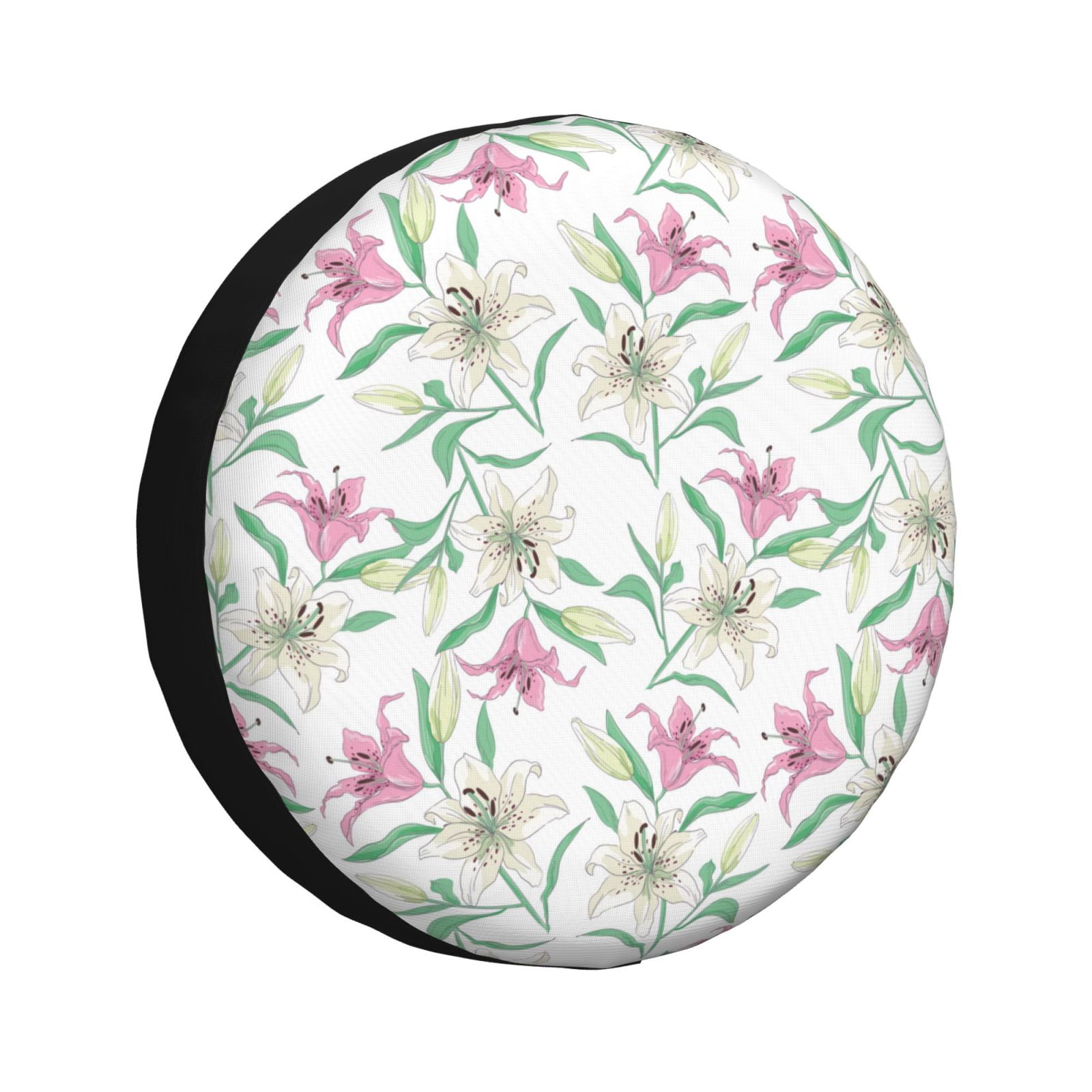 Sikiie Lilies Flowers PVC Leather Spare Tire Wheel Cover Spare Tire ...
