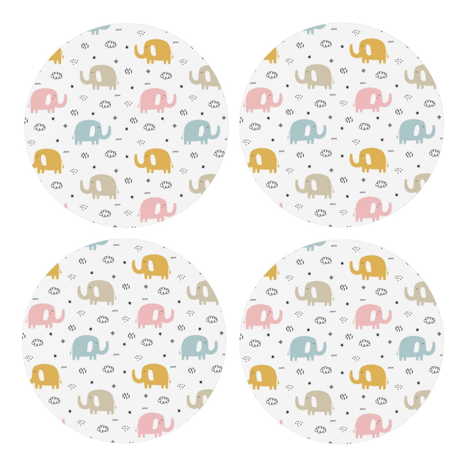 Sikiie Little Elephant MDF Cork Coaster 4 Pcs - Absorbent Beverage ...