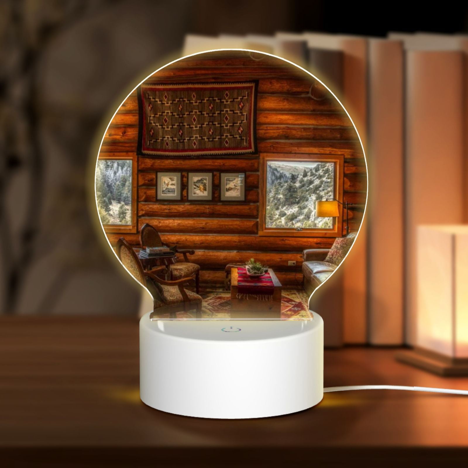 Sikiie Log Cabin Inside Acrylic Night Light Gift Custom Acrylic Night ...