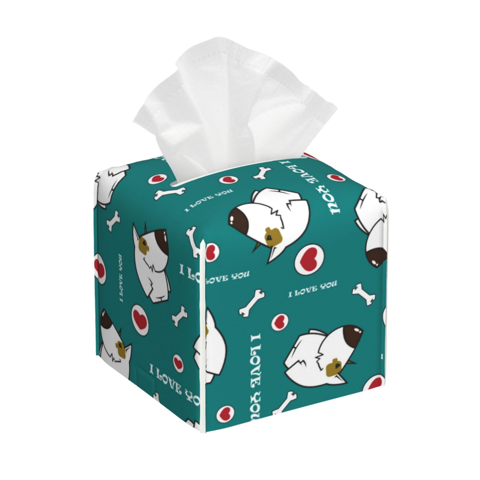 Sikiie Love Dog Leather Tissue Box Cover Square, tissue box holder ...