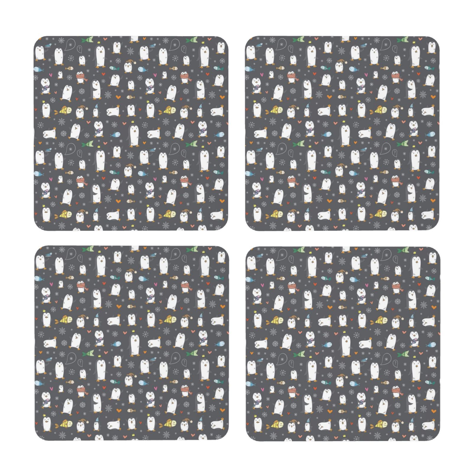 Sikiie Lovely Penguin MDF Cork Coaster 4 Pcs - Absorbent Beverage ...