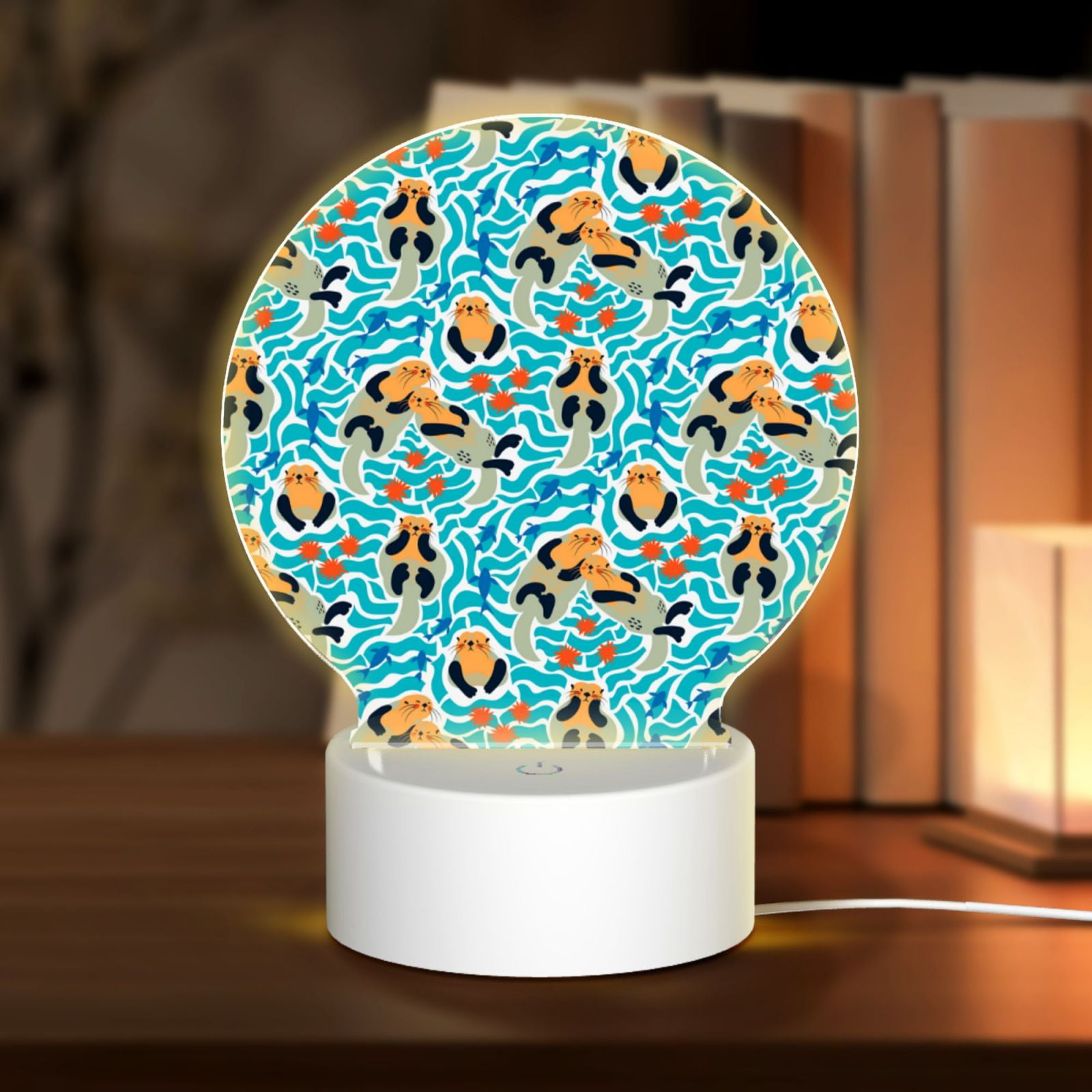 Sikiie Lovely Sea Otters Acrylic Night Light Gift Custom Acrylic Night ...