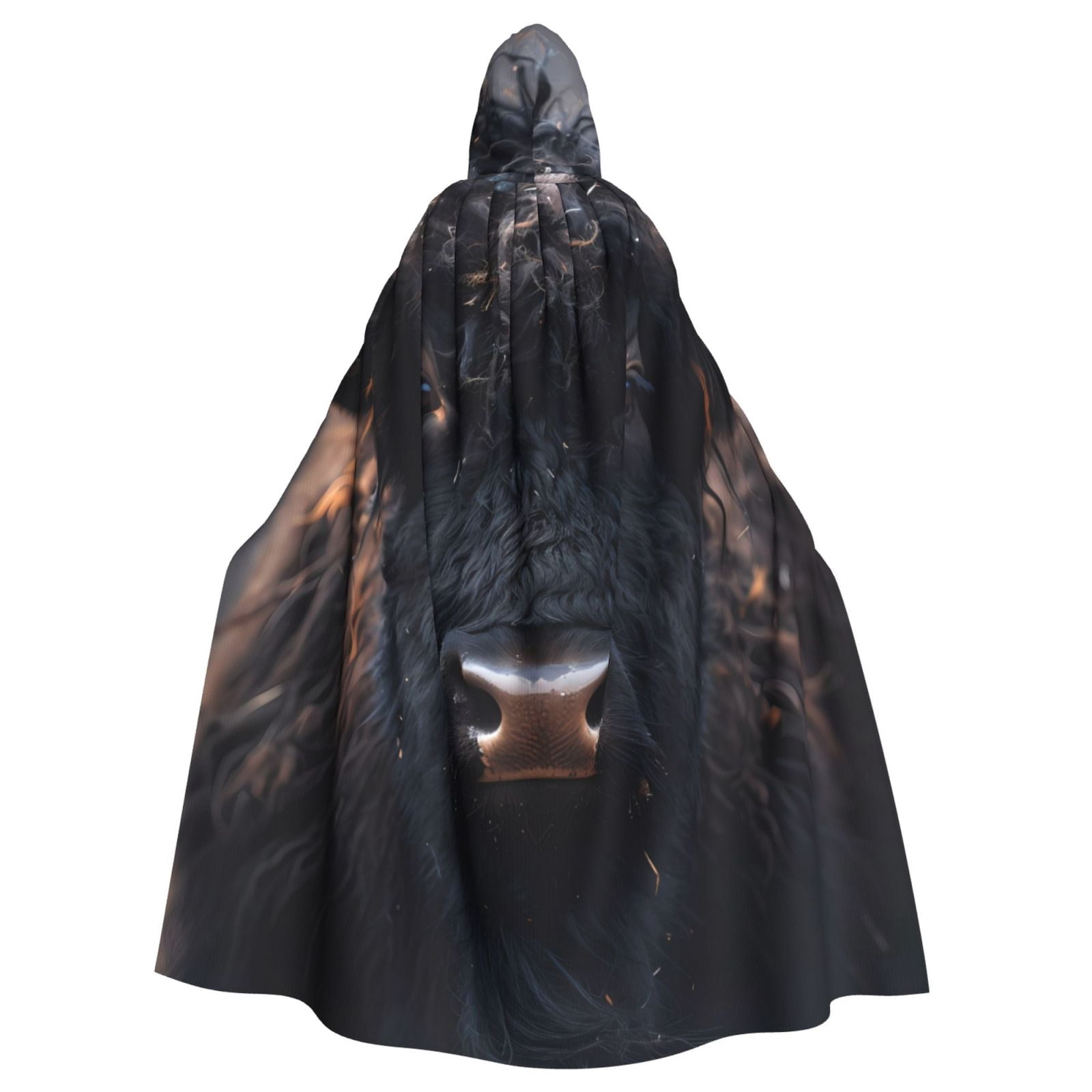 Sikiie Majestic Black Yak Unisex Hooded Robe Cloak Adults’ Lightweight ...