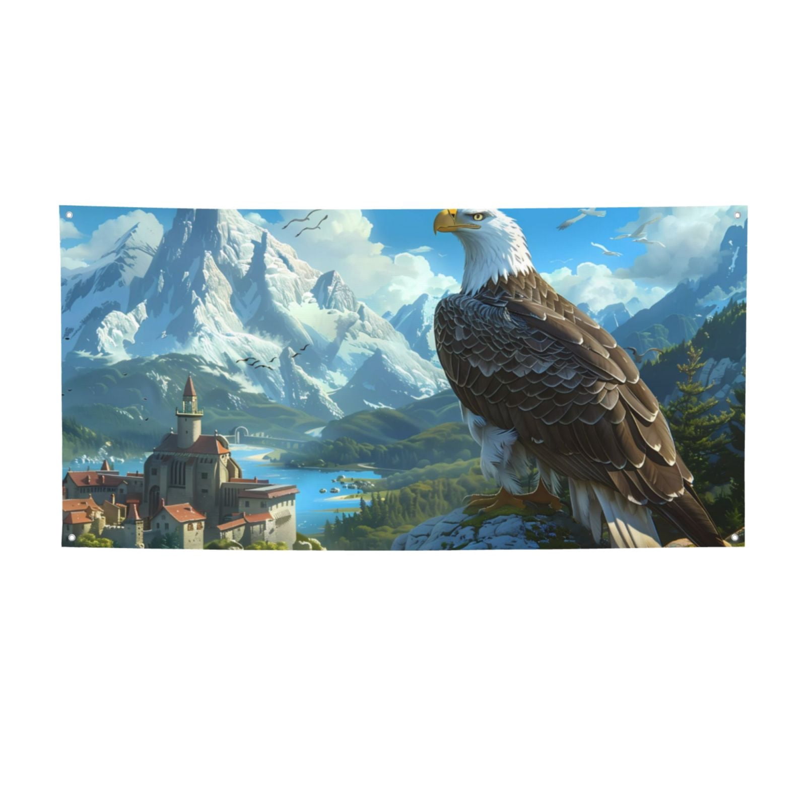 Sikiie Majestic Eagle Over Castle Custom Banners and Signs Customize ...