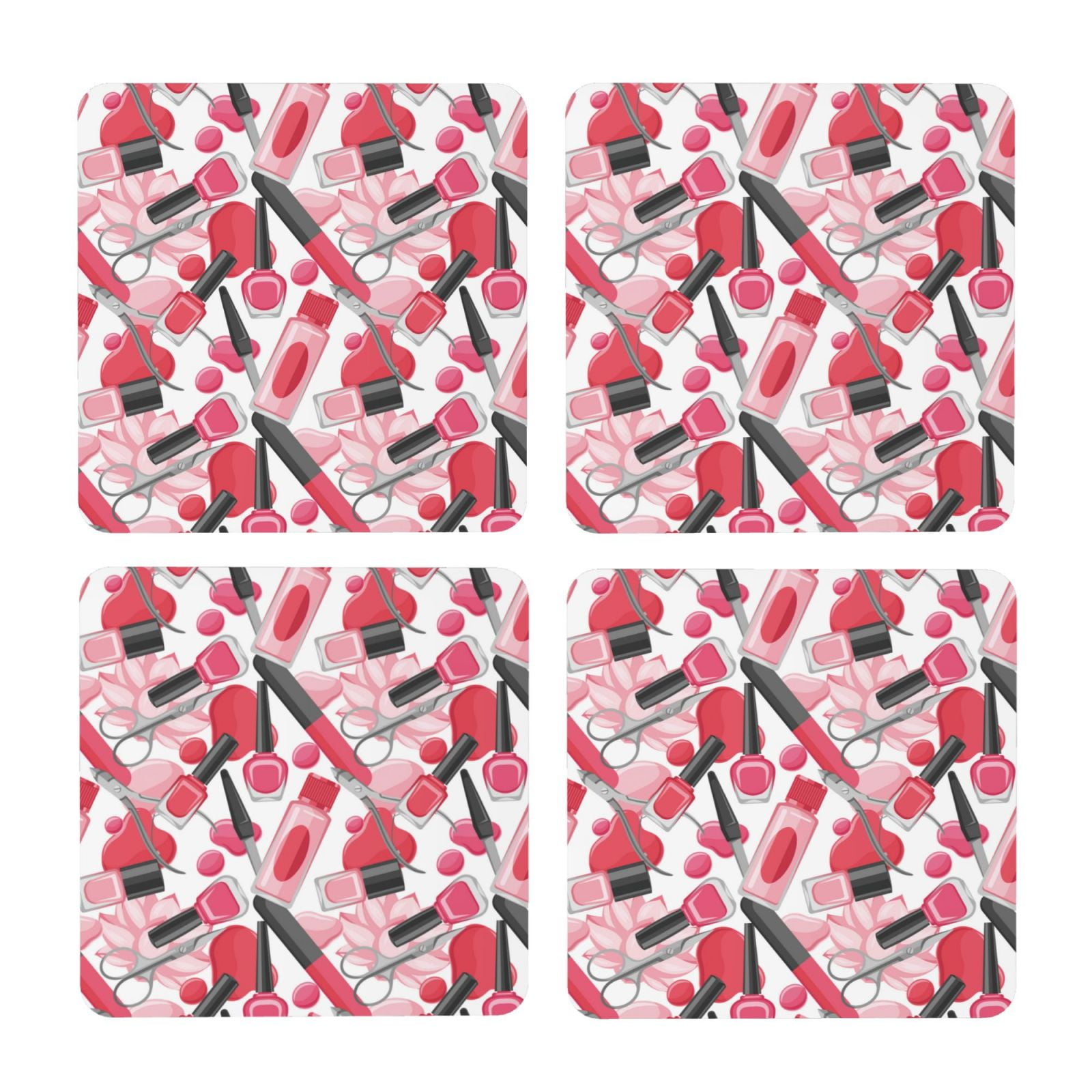 Sikiie Makeup MDF Cork Coaster 4 Pcs - Absorbent Beverage Coasters for ...