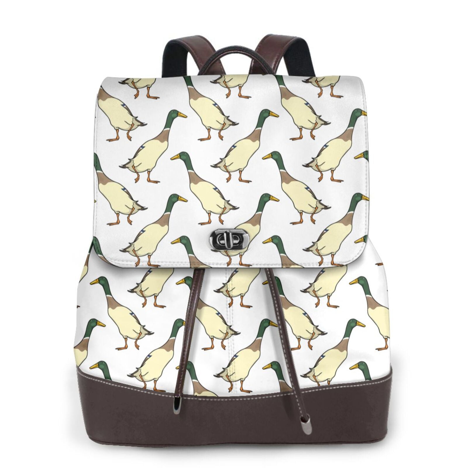 Sikiie Mallard Ducks Women Genuine Leather Backpack Fashion Rucksack ...