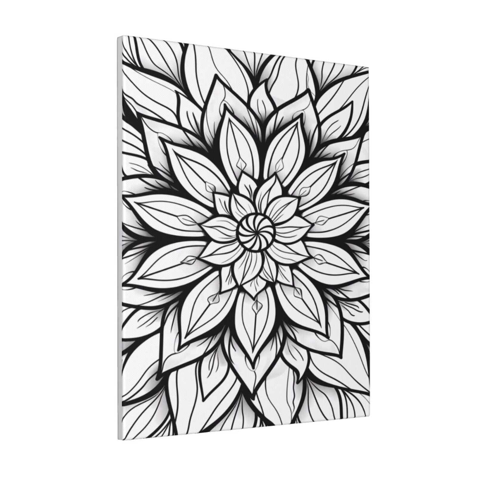 Sikiie Mandala Floral Line Art Print Canvas Decorative Hanging Painting ...