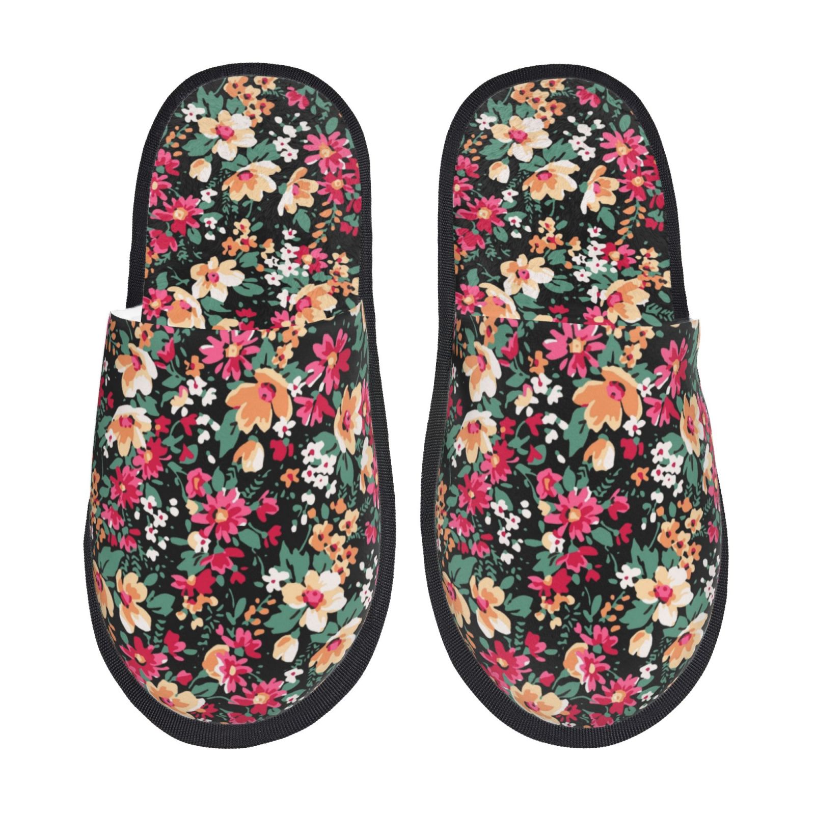Sikiie Many Kind Of Flowers Fuzzy Slip-on Slippers Warm Cozy Soft ...