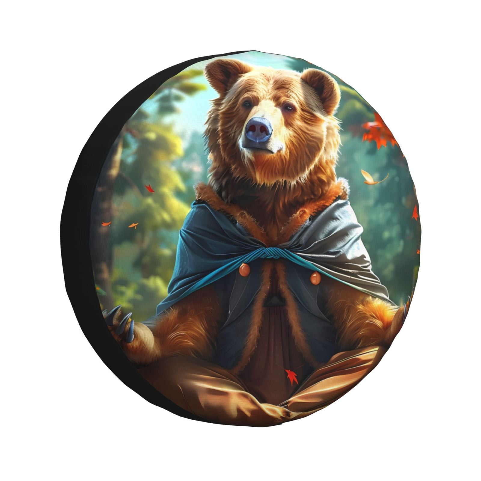 Sikiie Maple Meditating Bear PVC Leather Spare Tire Wheel Cover Spare ...