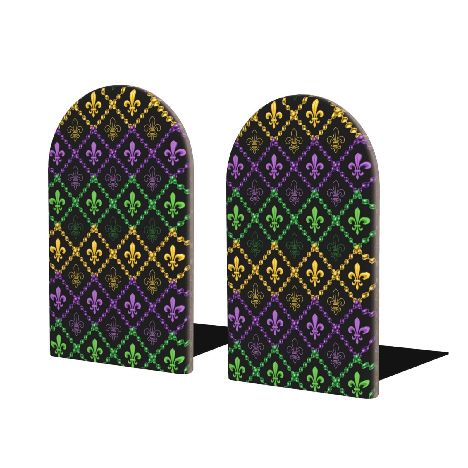 Sikiie Mardi Gra Geometric Bookends 1 Pair, Wood Bookends for Shelves ...