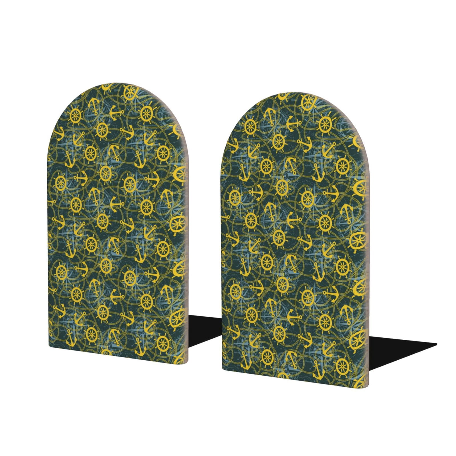 Sikiie Marine Anchors And Compass Bookends 1 Pair, Wood Bookends for ...
