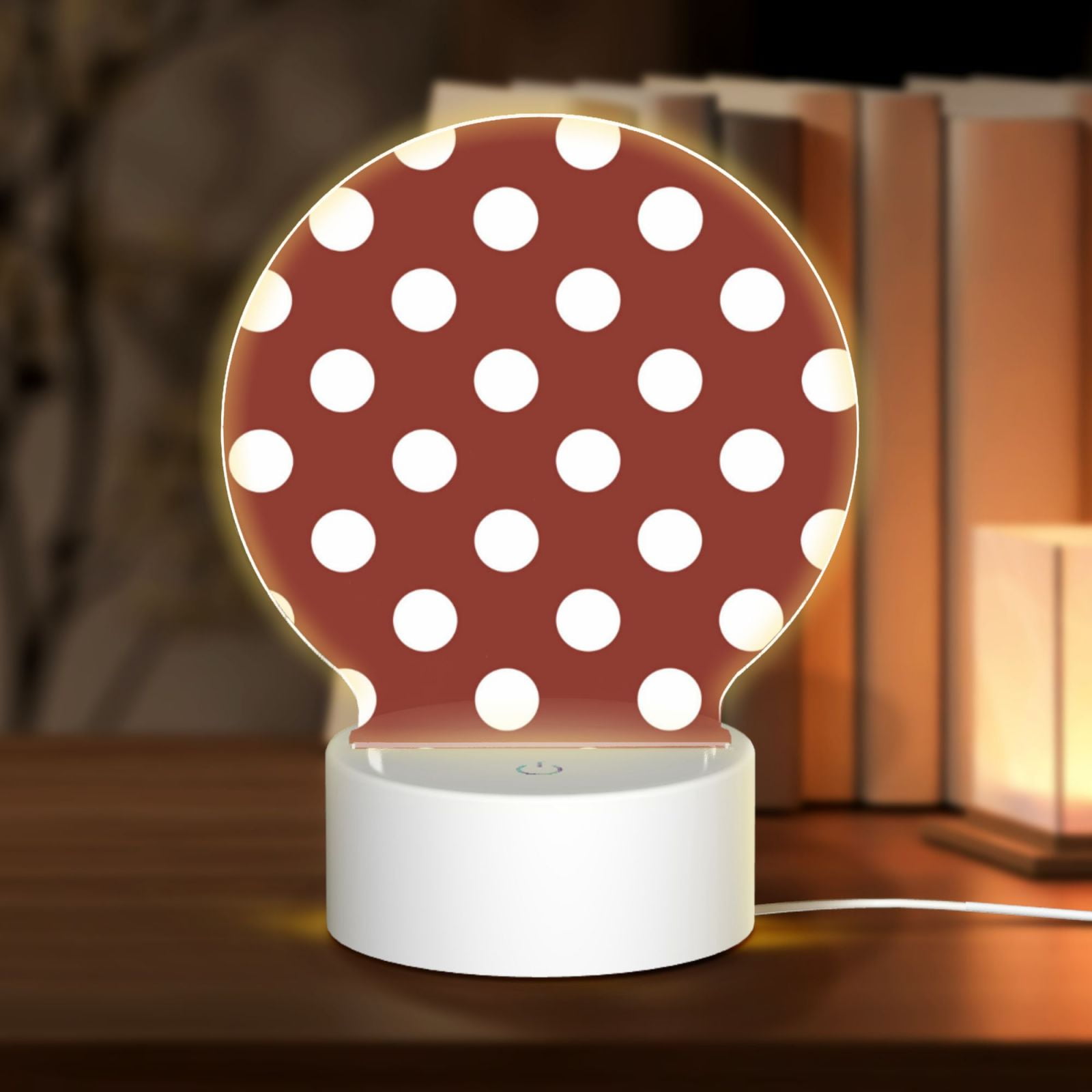 Sikiie Maroon And White Polka Dot Acrylic Night Light Gift Custom ...
