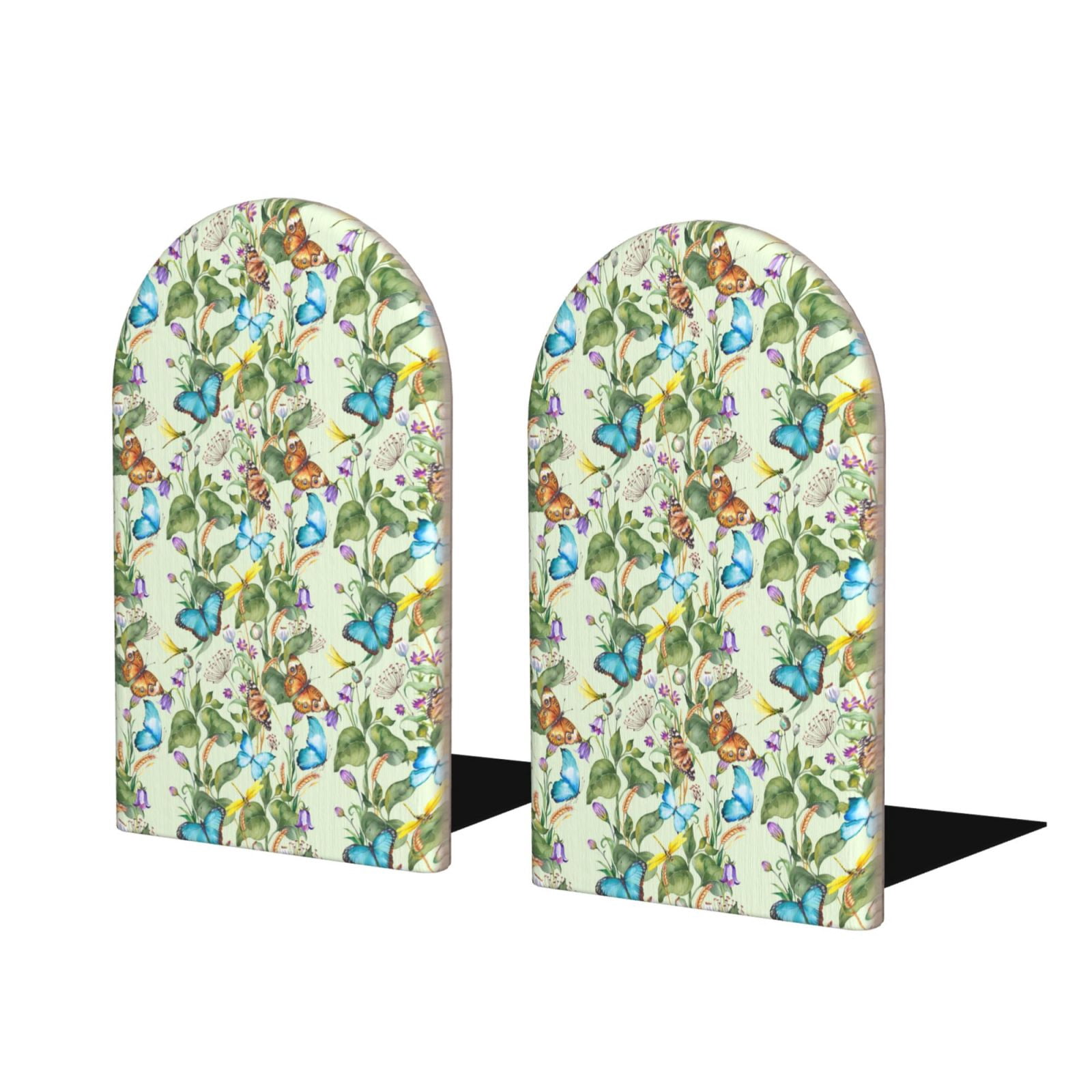 Sikiie Meadow Plants And Butterflies Bookends 1 Pair, Wood Bookends for ...