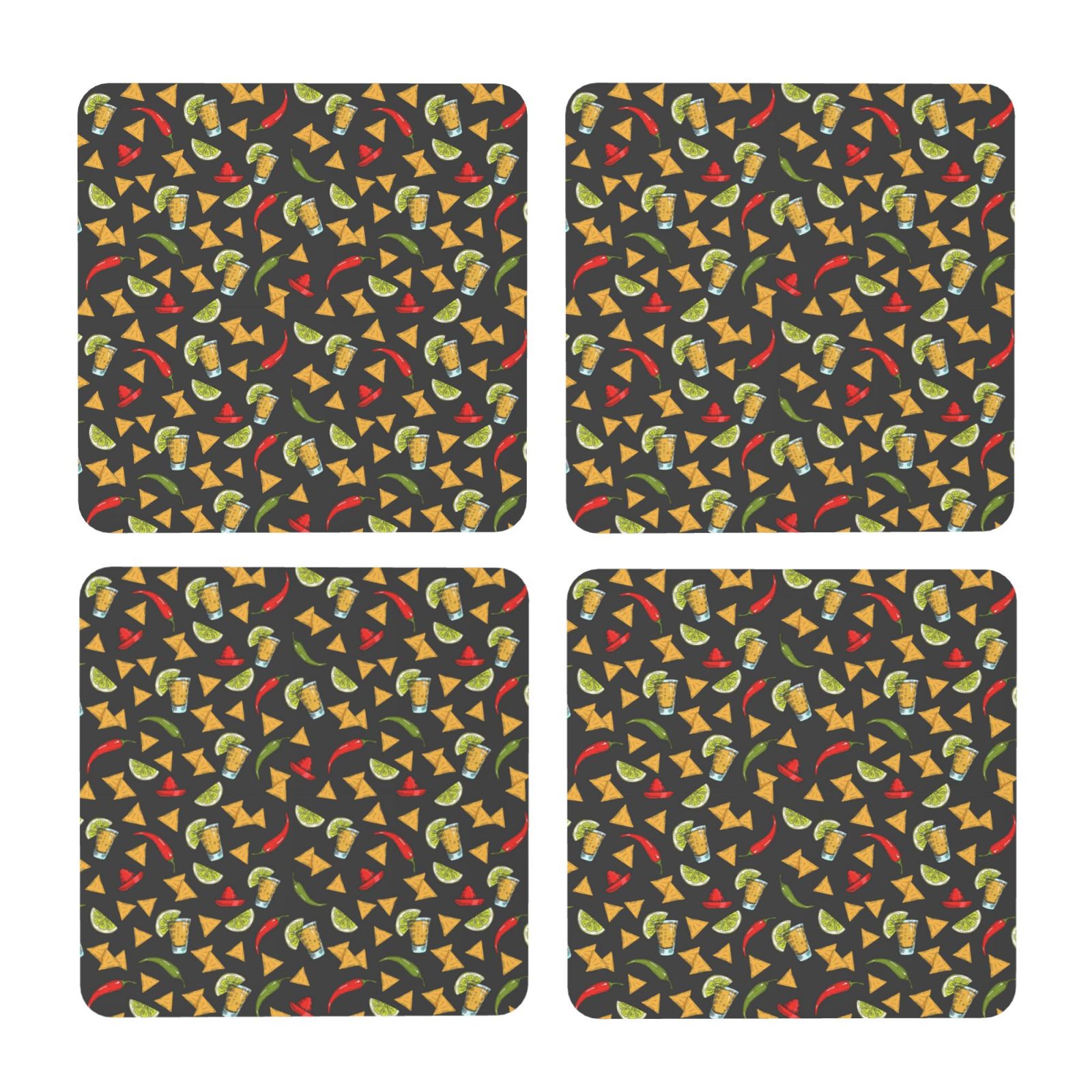 Sikiie Mexican Food Beer MDF Cork Coaster 4 Pcs - Absorbent Beverage ...