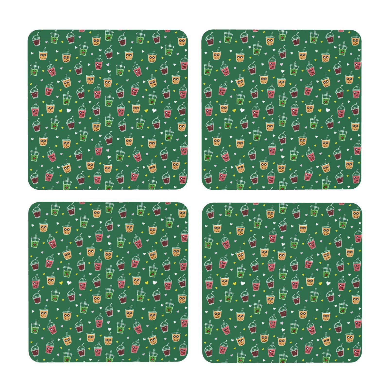 Sikiie Milk Tea MDF Cork Coaster 4 Pcs - Absorbent Beverage Coasters ...