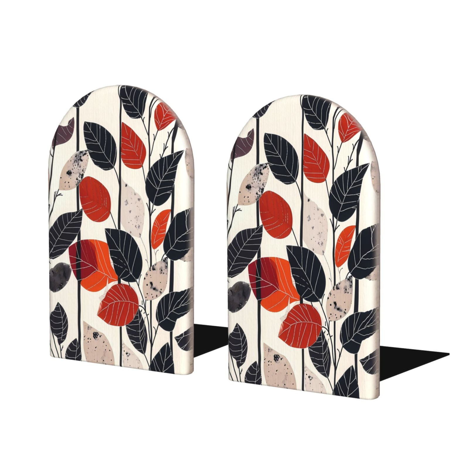 Sikiie Modern Abstract Leaf Pattern Bookends 1 Pair, Wood Bookends for ...