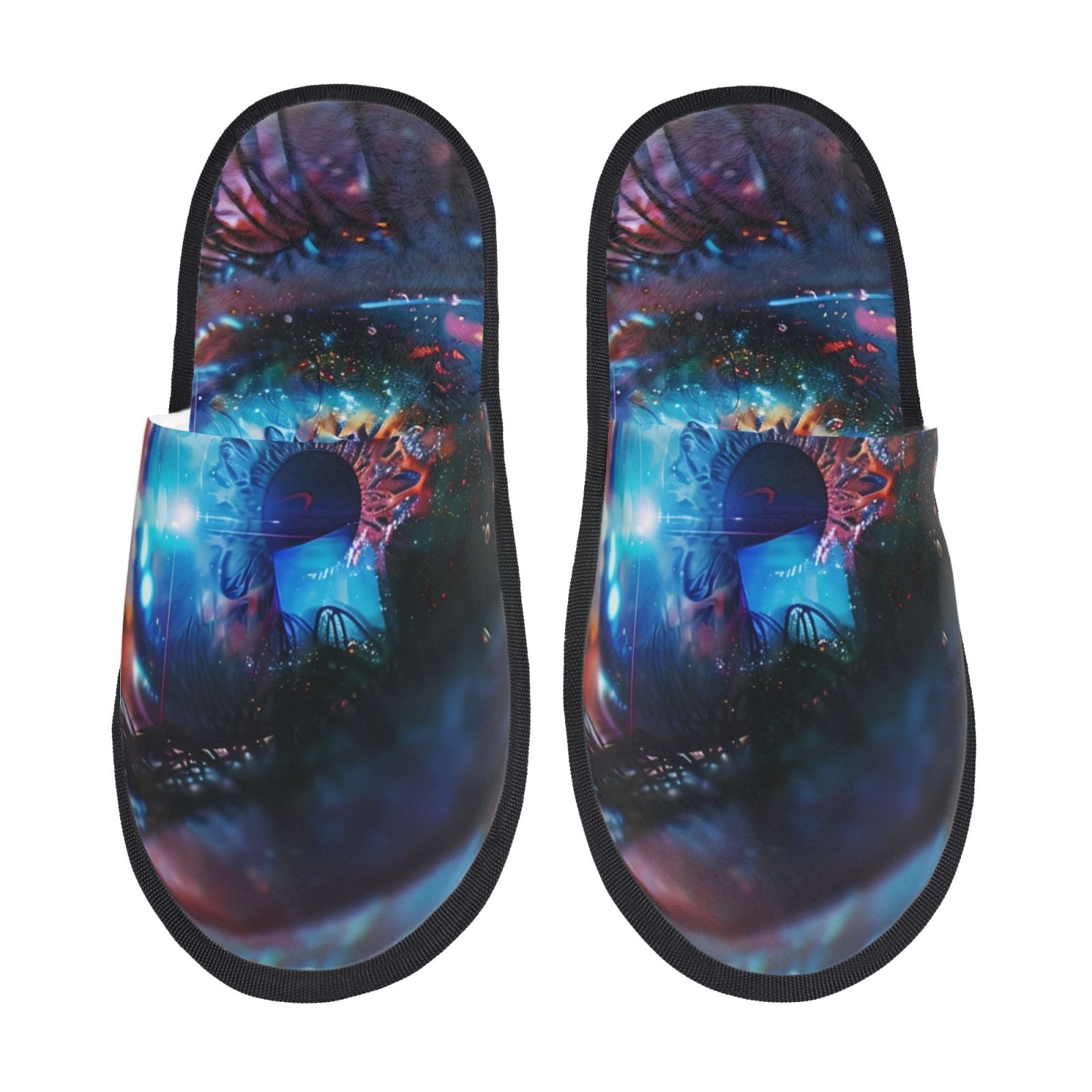 Sikiie Modern Colorful Eyes Fuzzy Slip-on Slippers Warm Cozy Soft ...