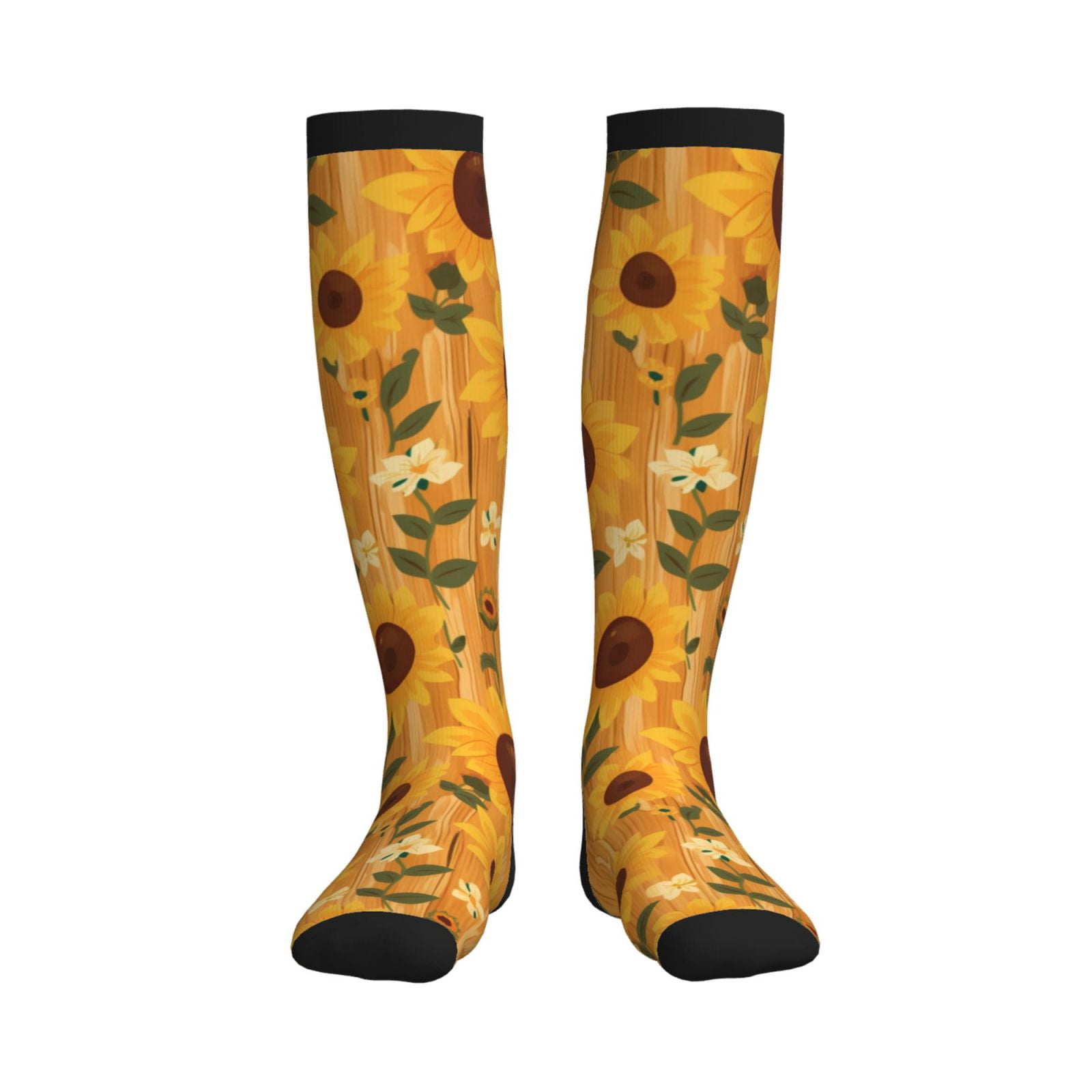 Sikiie Modern Wood Grain Sunflower 1 Pairs Compression Socks for Men ...