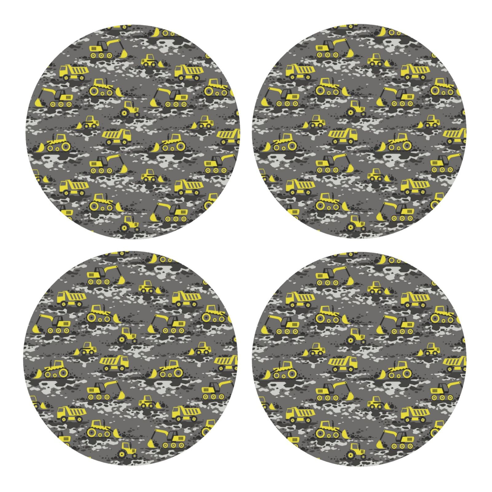 Sikiie Modern Yellow Excavator MDF Cork Coaster 4 Pcs - Absorbent ...
