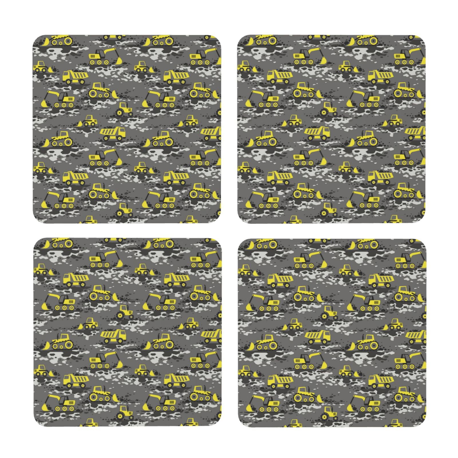 Sikiie Modern Yellow Excavator MDF Cork Coaster 4 Pcs - Absorbent ...
