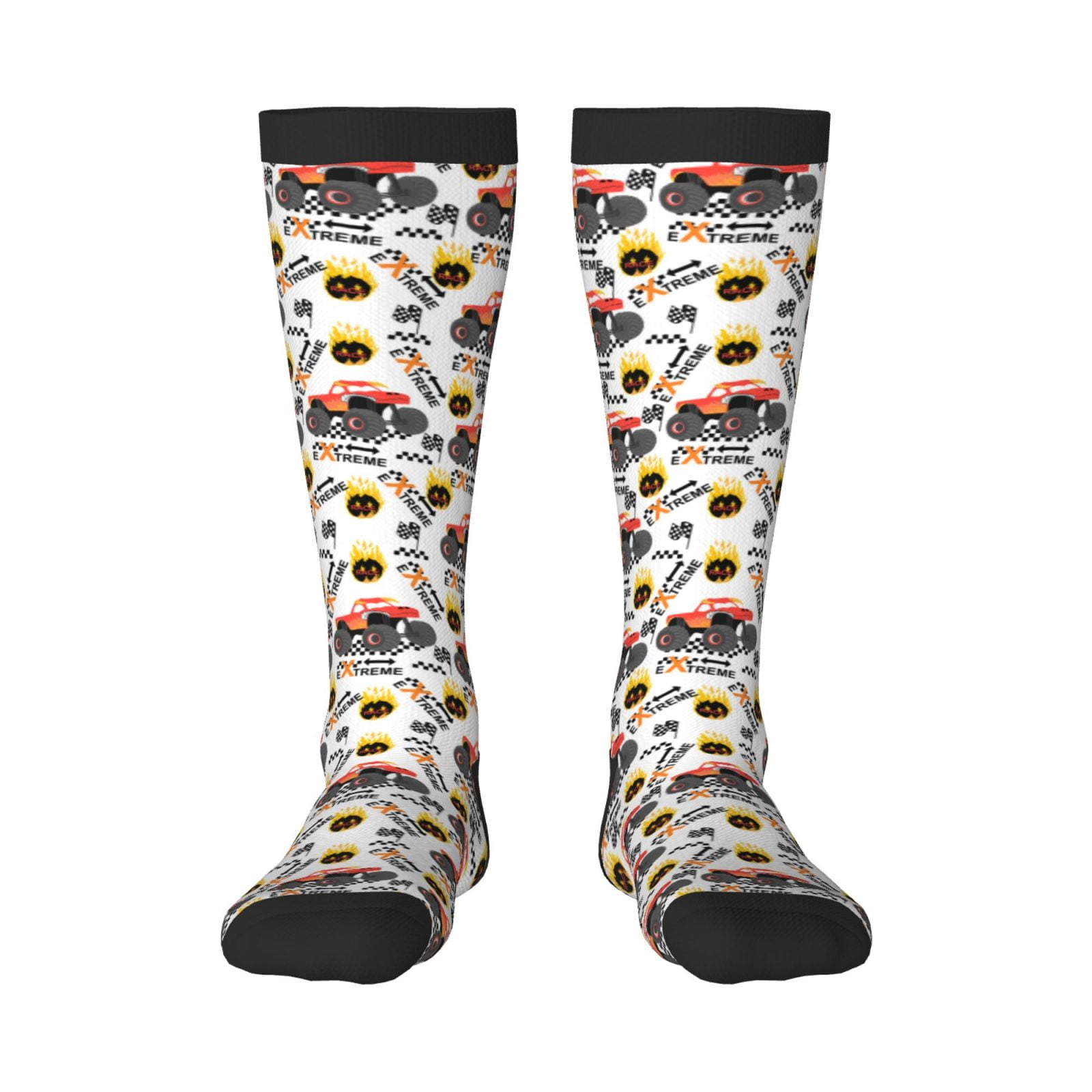 Sikiie Monster truck Knee Socks, High Socks Long Stretchy Sock Women ...