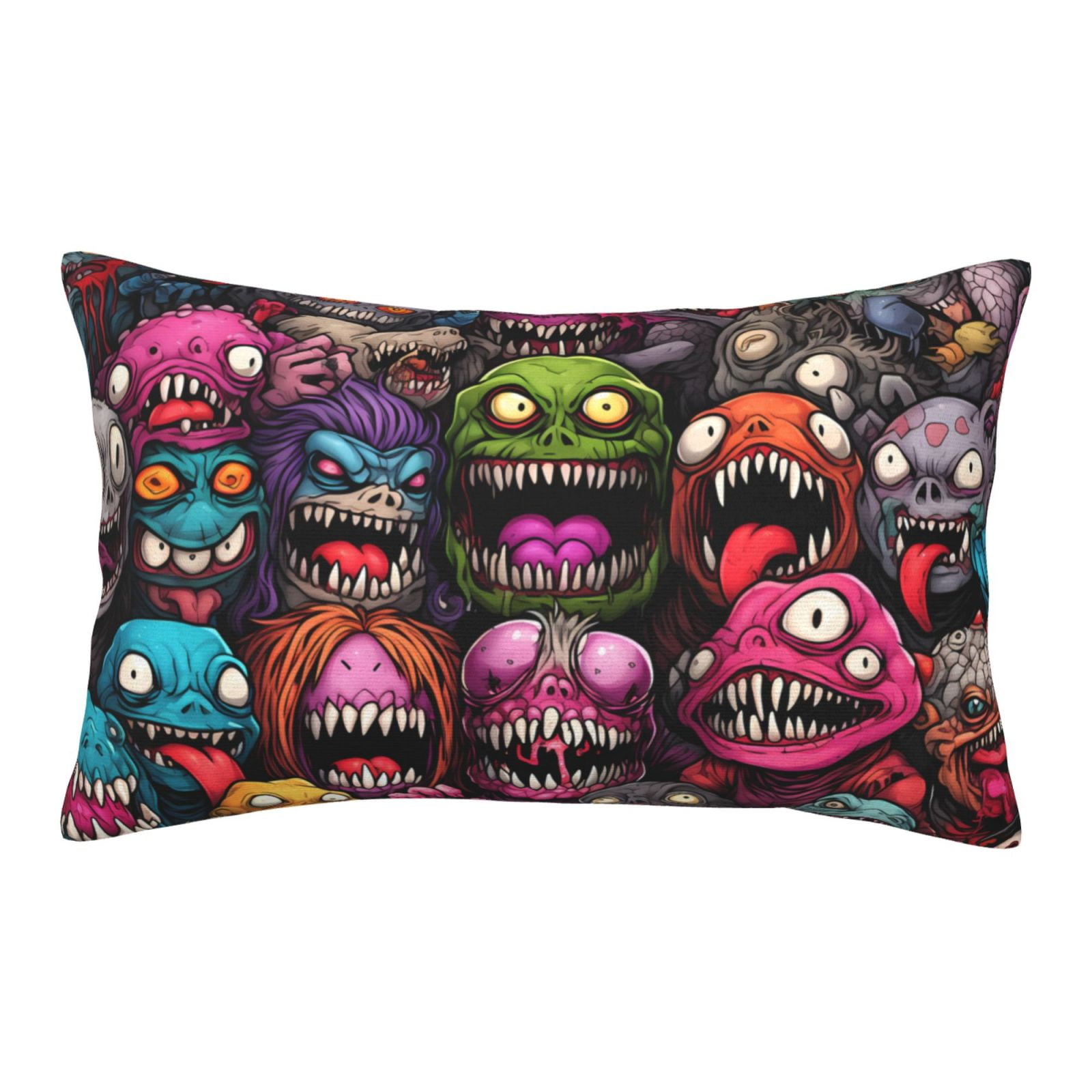 Sikiie Monstrous Cartoon Characters Print Plush Pillow Cover, Wrinkle ...