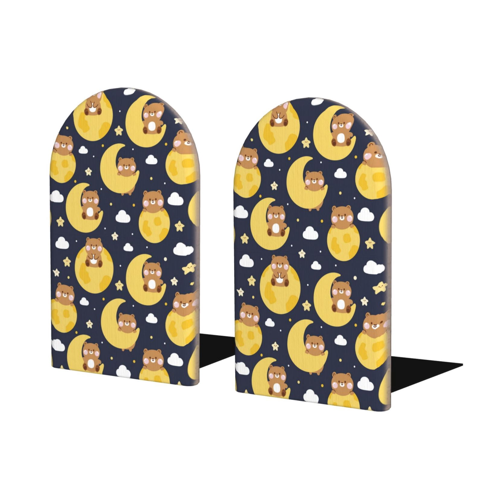 Sikiie Moon Bear Bookends 1 Pair, Wood Bookends for Shelves, Book Ends ...