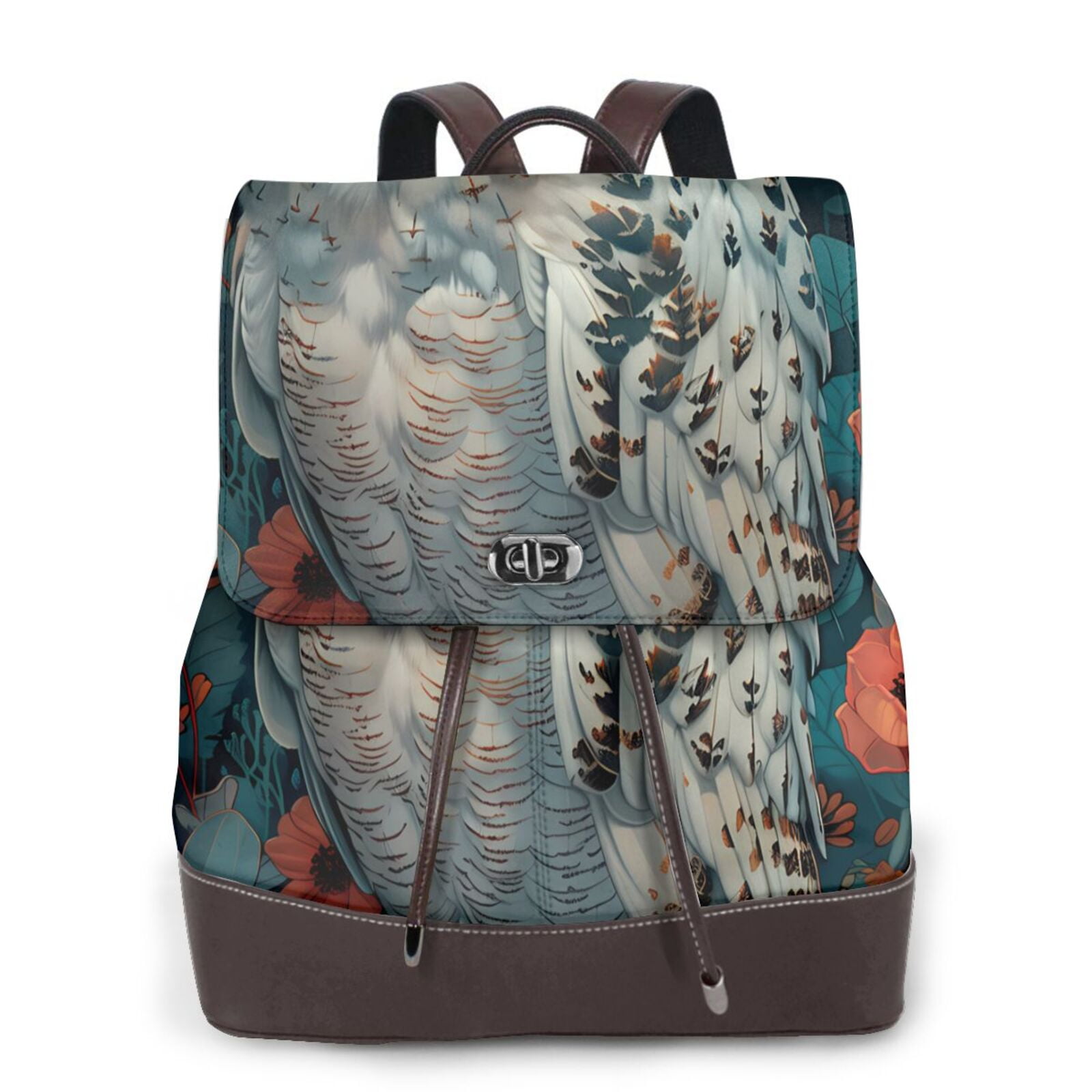 Sikiie Moon Flower White Owl Women Genuine Leather Backpack Fashion ...