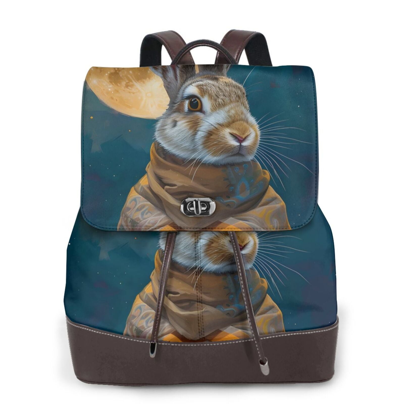 Sikiie Moon Night Sky Cute Rabbit Women Genuine Leather Backpack Fashion Rucksack Daypack ...