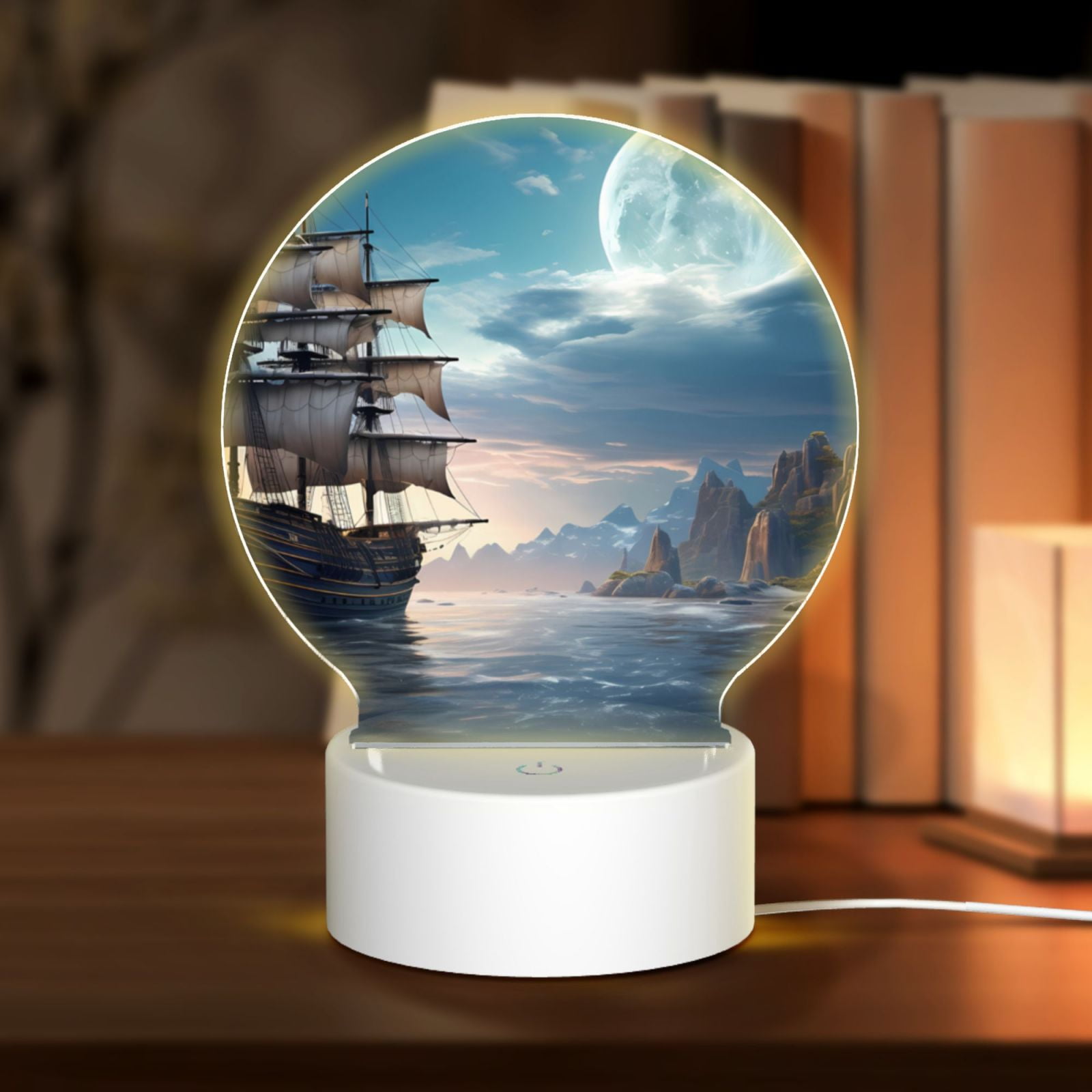 Sikiie Moonlit Sea Sailboat Acrylic Night Light Gift Custom Acrylic ...