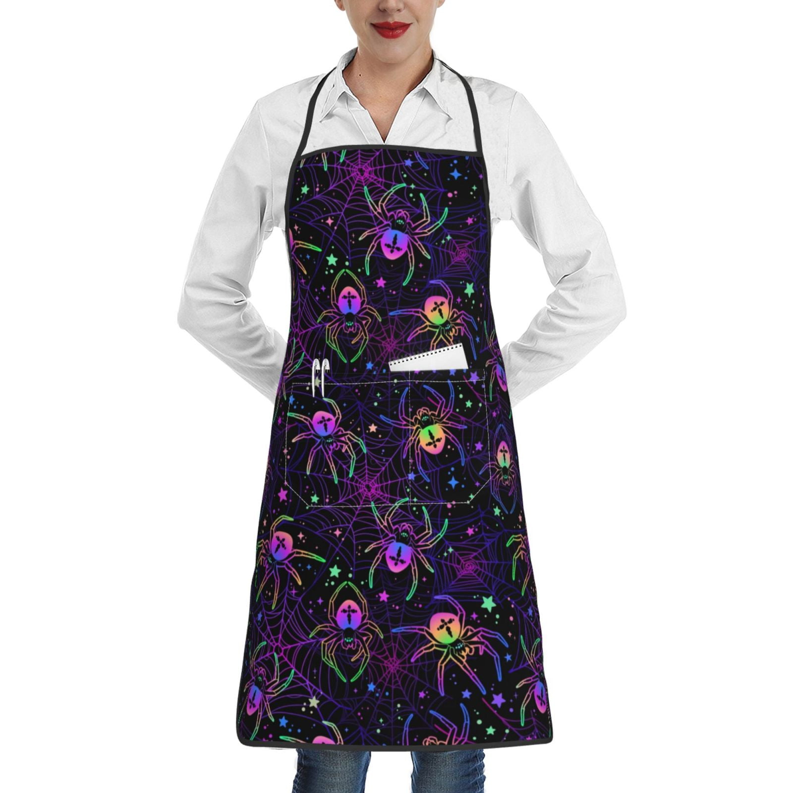 Sikiie Multi-colored Spiders Aprons for Kitchen Cooking Aprons, Chef ...