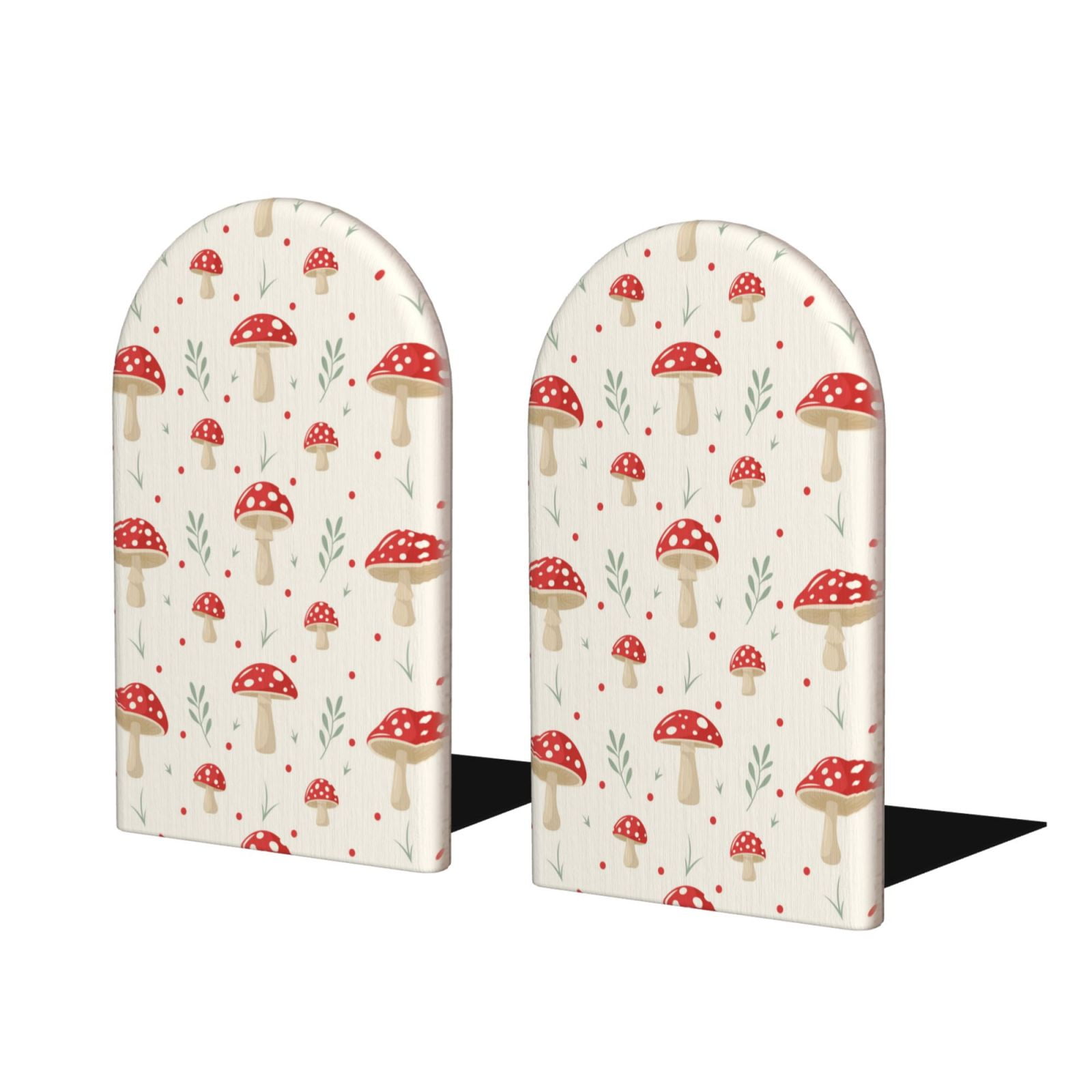 Sikiie Mushroom Bookends 1 Pair, Wood Bookends for Shelves, Book Ends ...