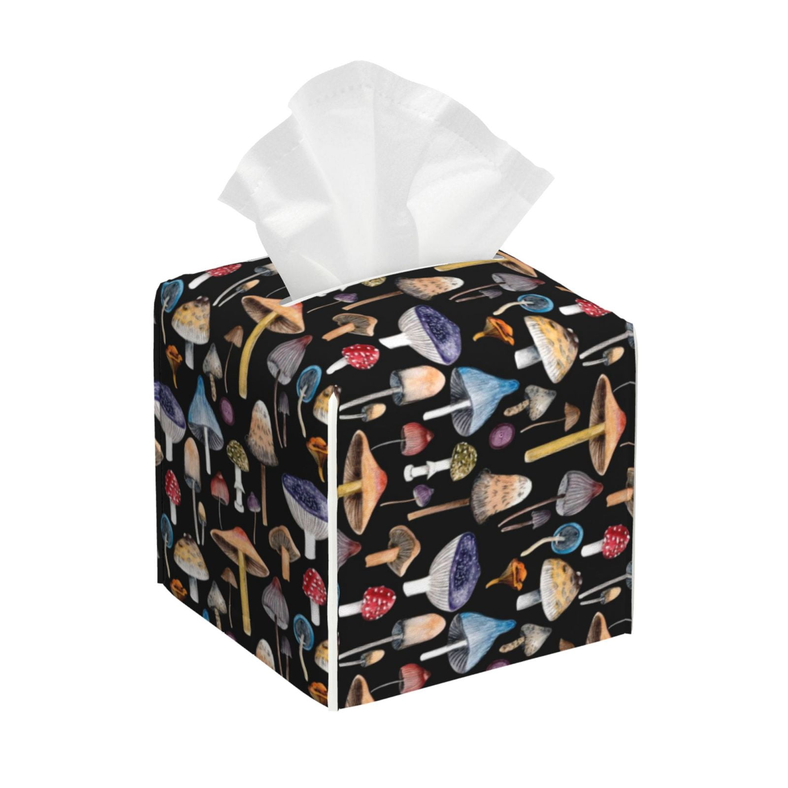 Sikiie Mushrooms and Leaves Leather Tissue Box Cover Square, tissue box ...