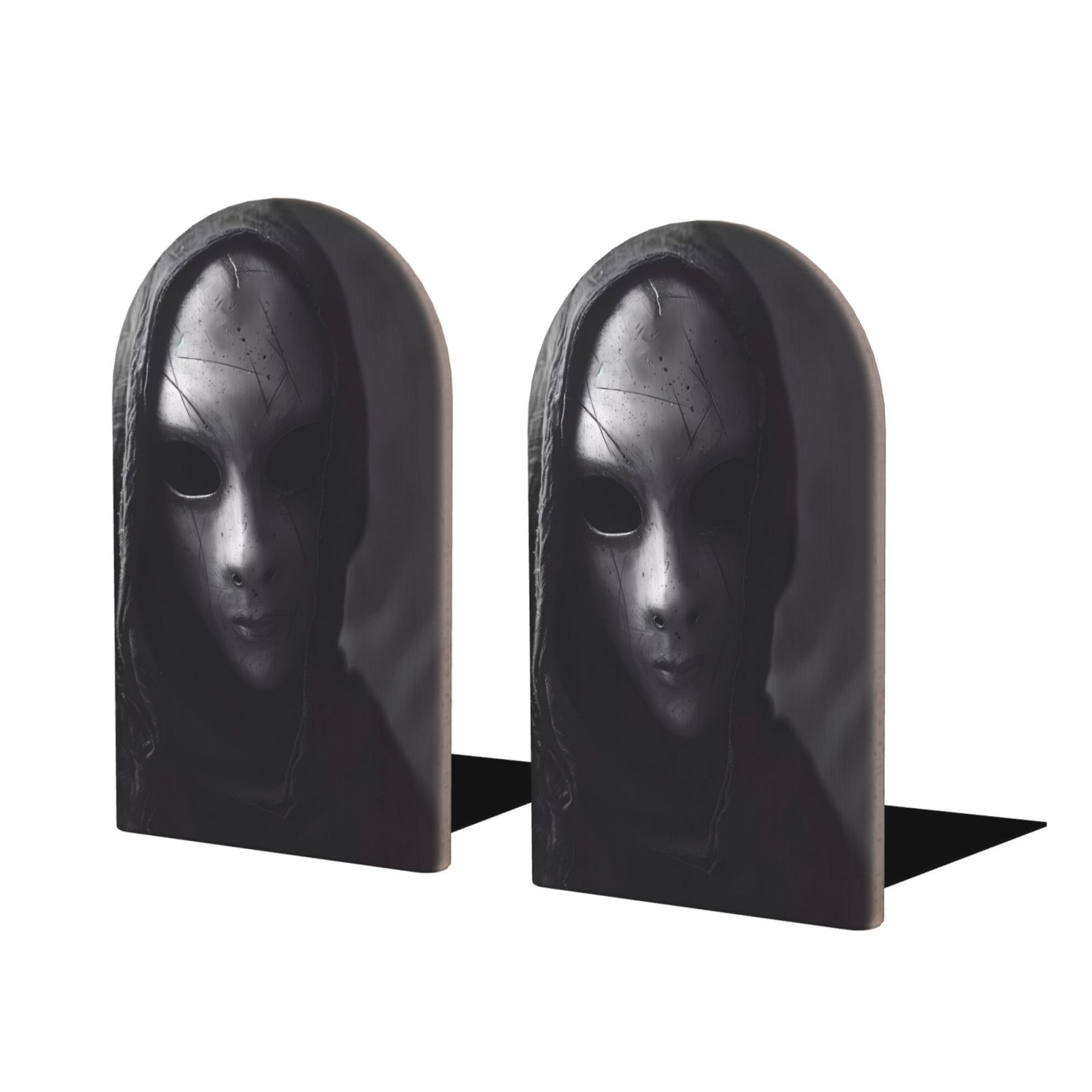 Sikiie Mystical Masked Figure Monochrome Bookends 1 Pair, Wood Bookends ...