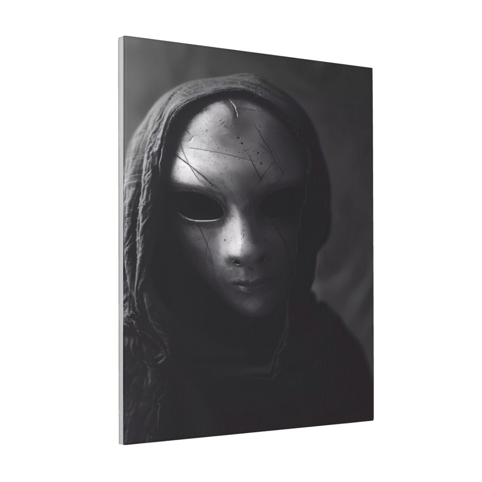 Sikiie Mystical Masked Figure Monochrome Print Canvas Decorative ...