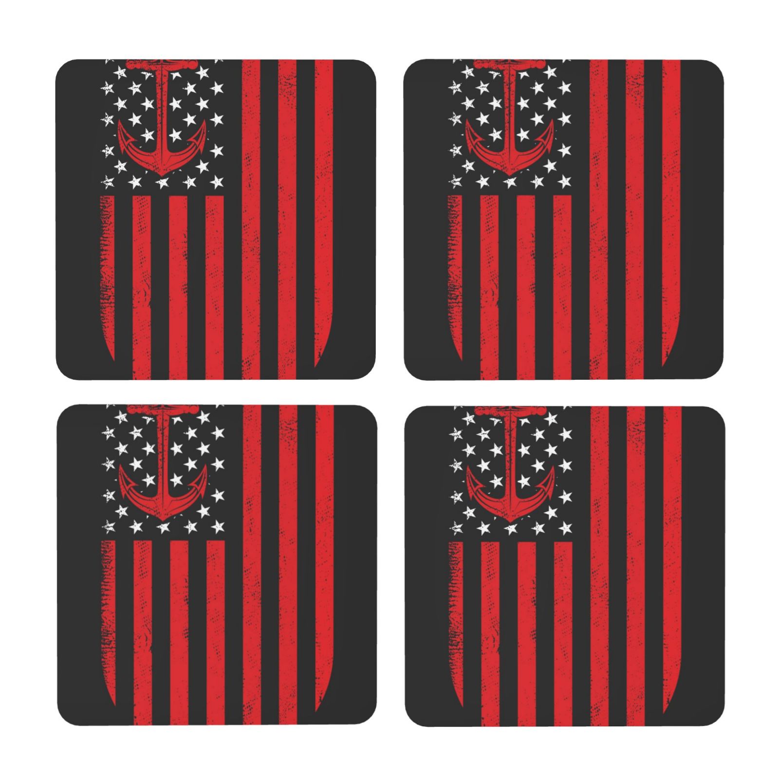 Sikiie Nautical American Flag MDF Cork Coaster 4 Pcs - Absorbent ...