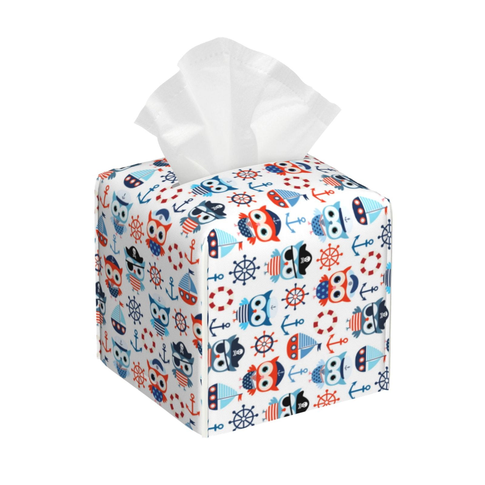 Sikiie Nautical And Pirate Owls Leather Tissue Box Cover Square, tissue ...