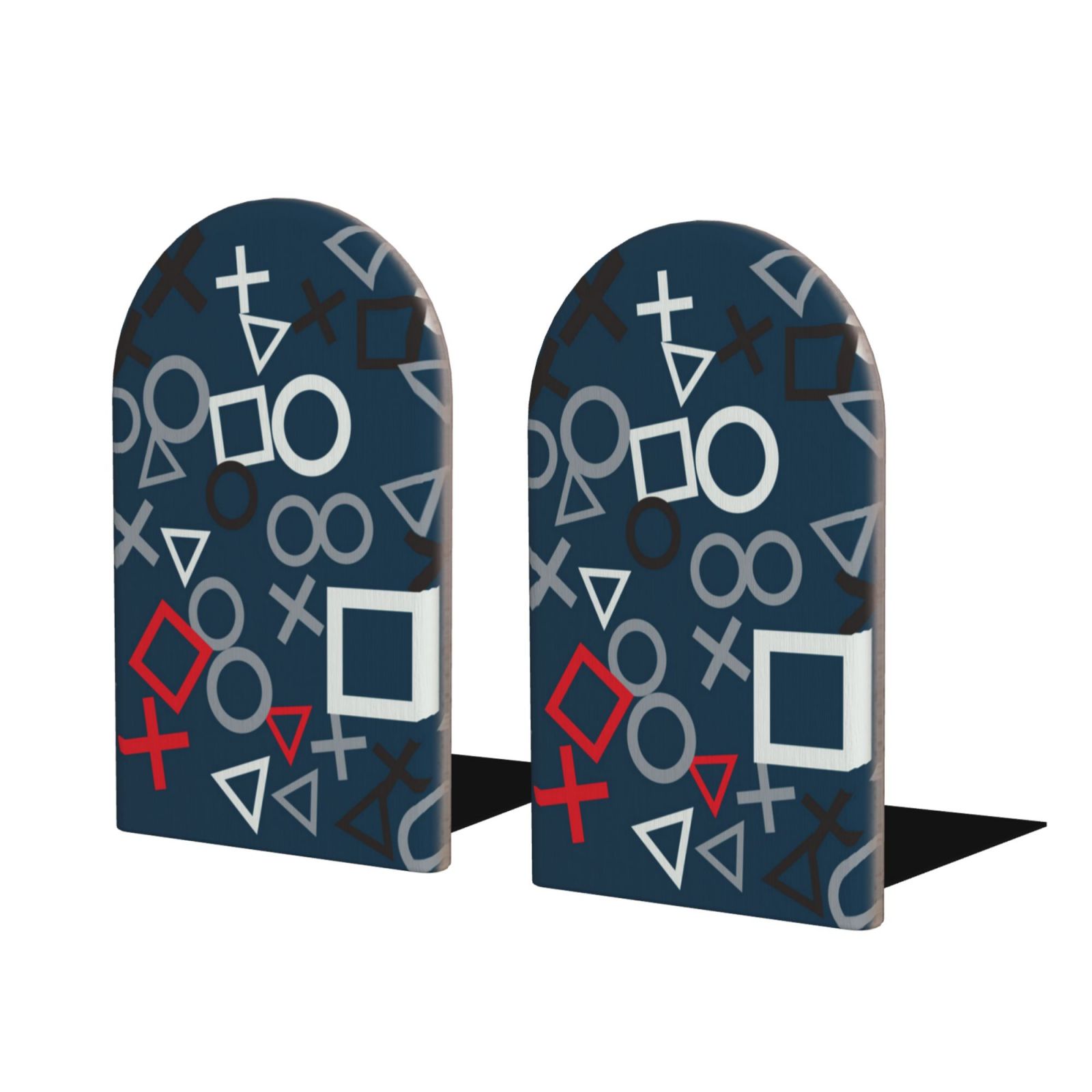 Sikiie Navy Blue Geometric Bookends 1 Pair, Wood Bookends for Shelves ...