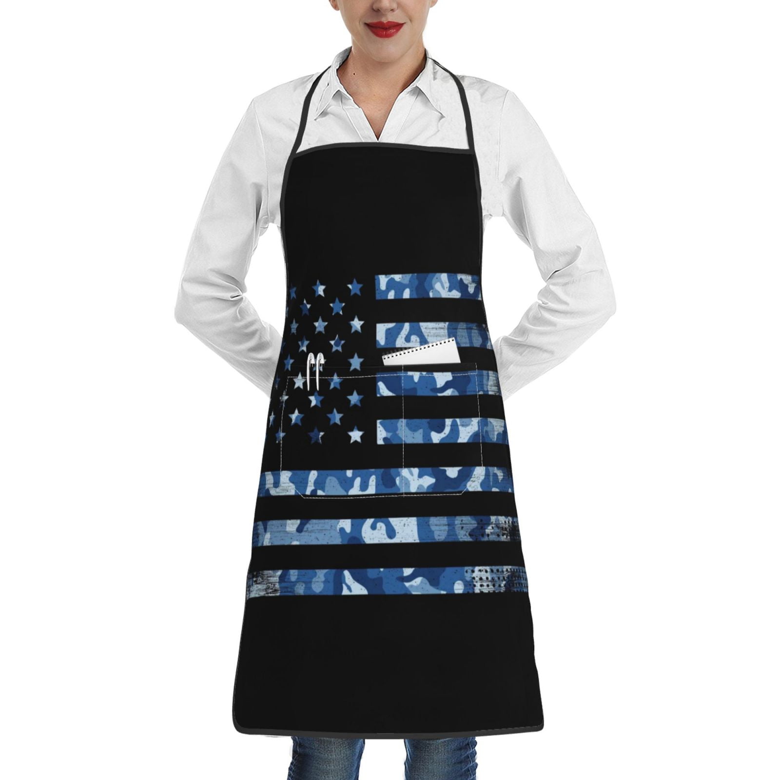 Sikiie Navy Camouflage American Flag Aprons for Kitchen Cooking Aprons ...